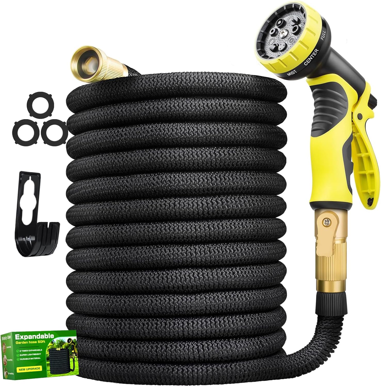 Garden Hose 50ft Expandable Water Hose with 10 Function Nozzle,Flexible ...