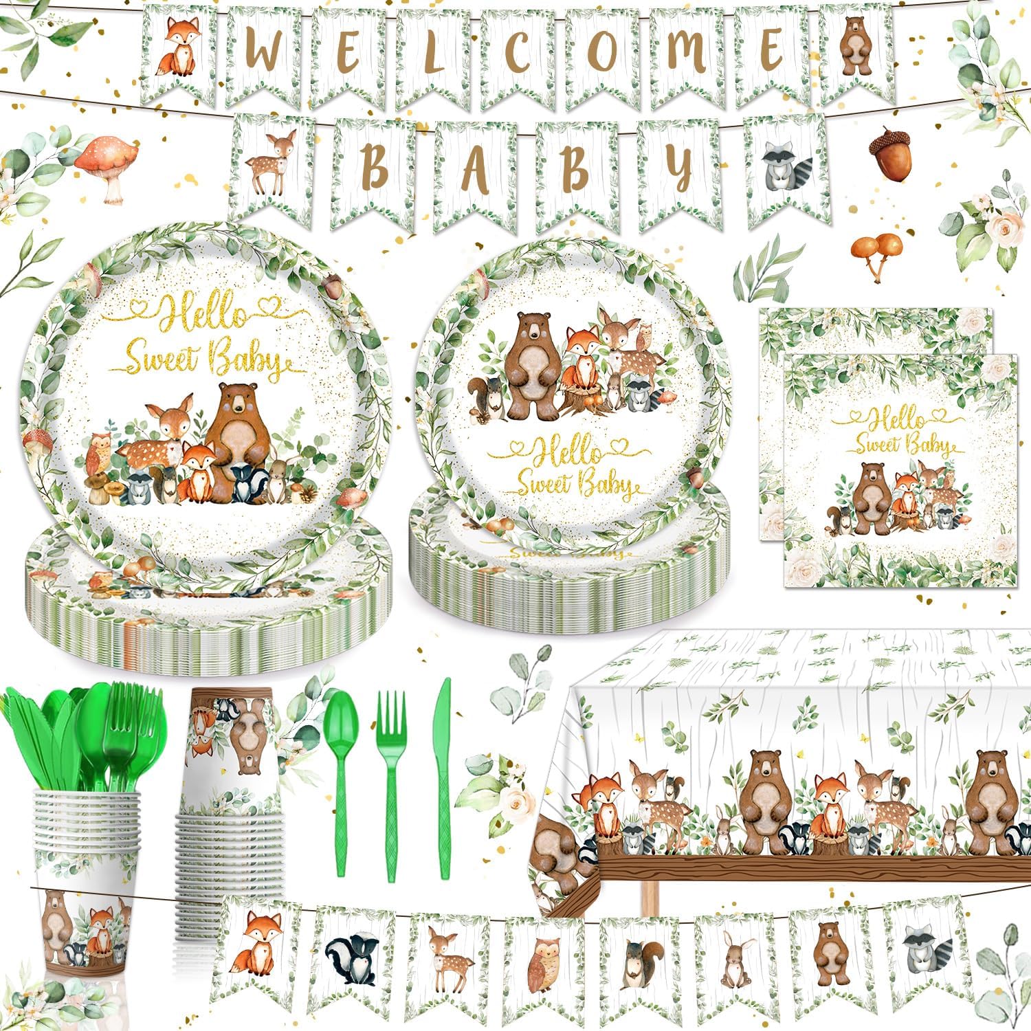 Amazon.com: HIPVVILD Woodland Baby Shower Decorations - Woodland ...