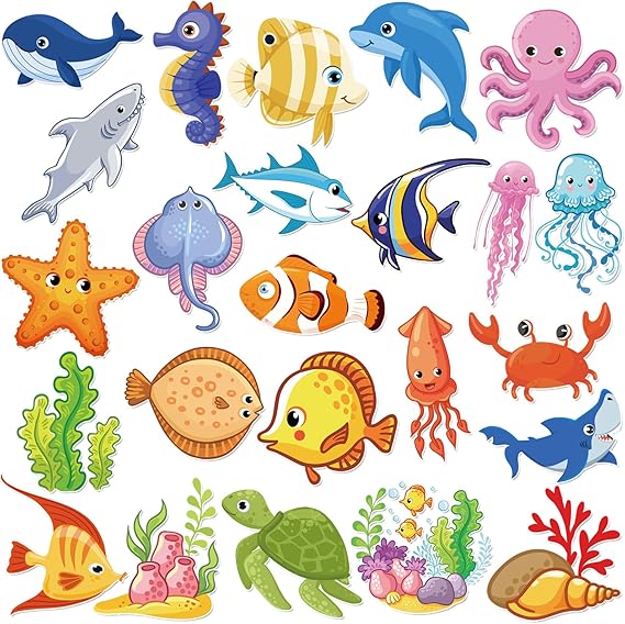 Amazon.com: Nezyo 200 Pcs Sea Life Cut Outs Fish Cut-Outs Paper ...