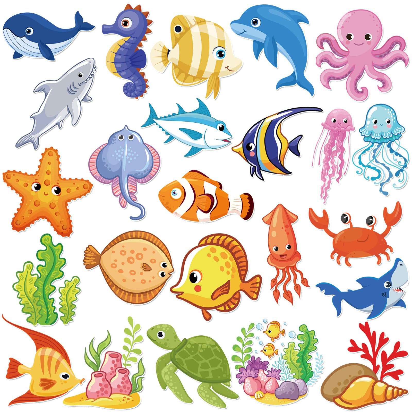 Amazon.com: Nezyo 200 Pcs Sea Life Cut Outs with 400 Glue Points Ocean ...
