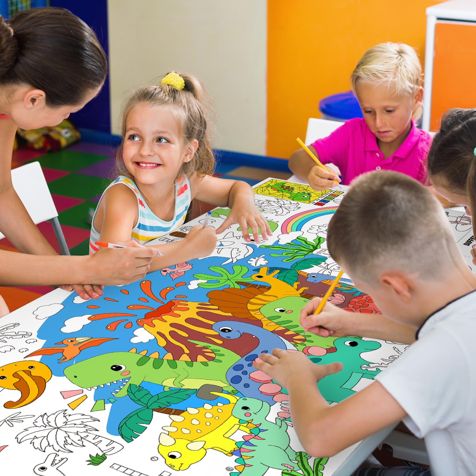 Snapklik.com : Dinosaur Party Giant Coloring Poster - 31.5x 72 Inches ...