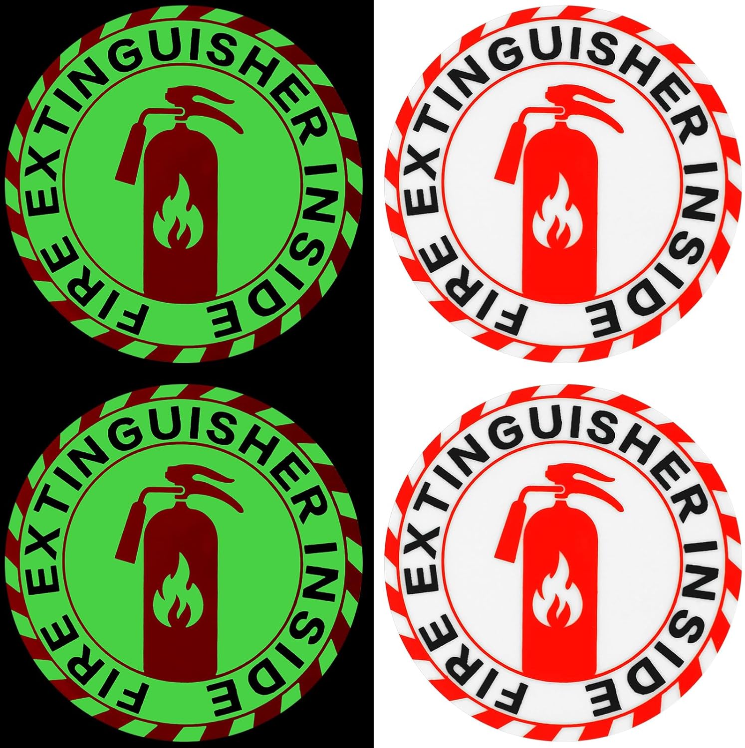 Weekgrat 4 Pcs Fire Extinguisher Inside Sticker 2.76 x 2.76 Glow in the ...