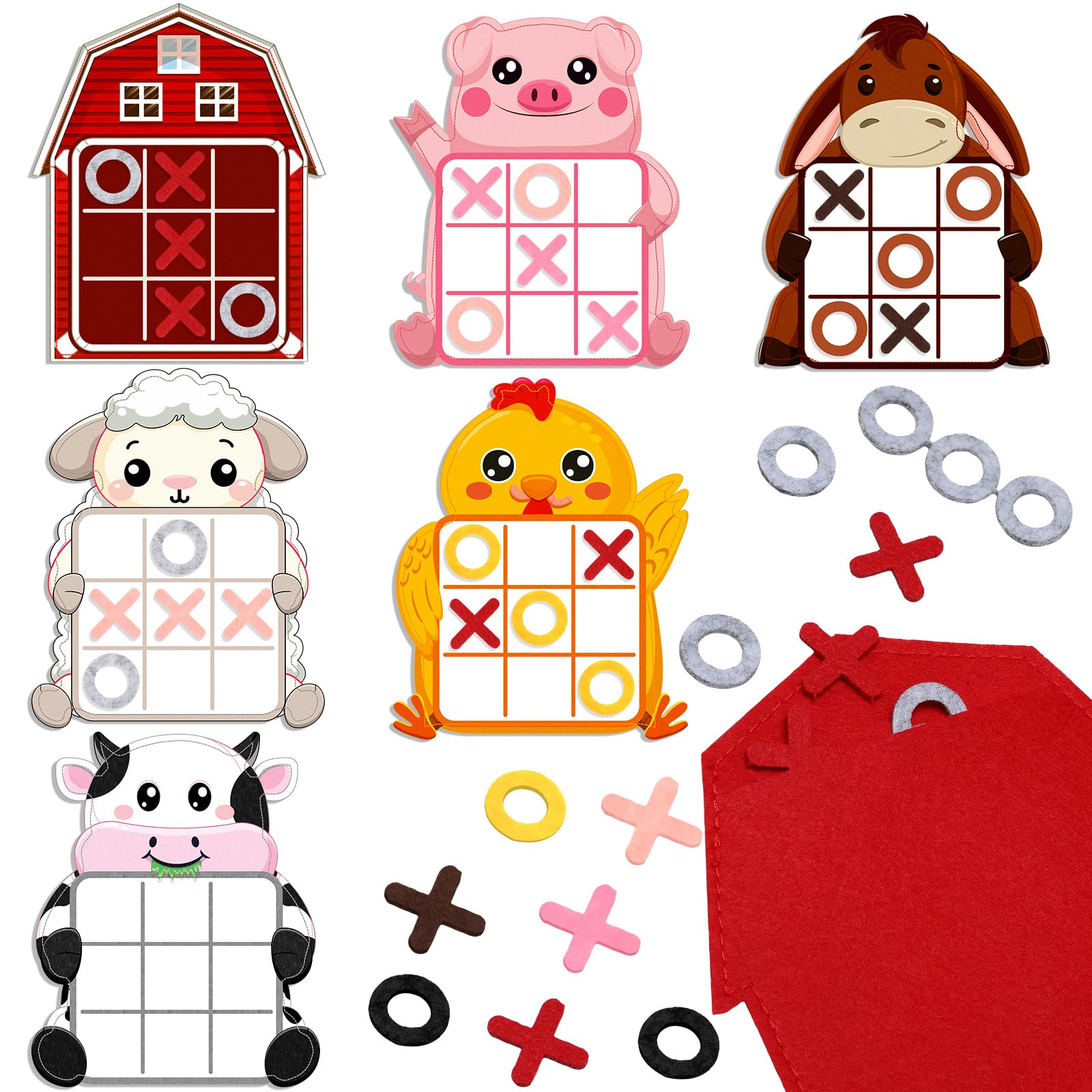 Amazon.com: Blosssound 12 Pack Farm Party Favors Animals Tic Tac Toe ...