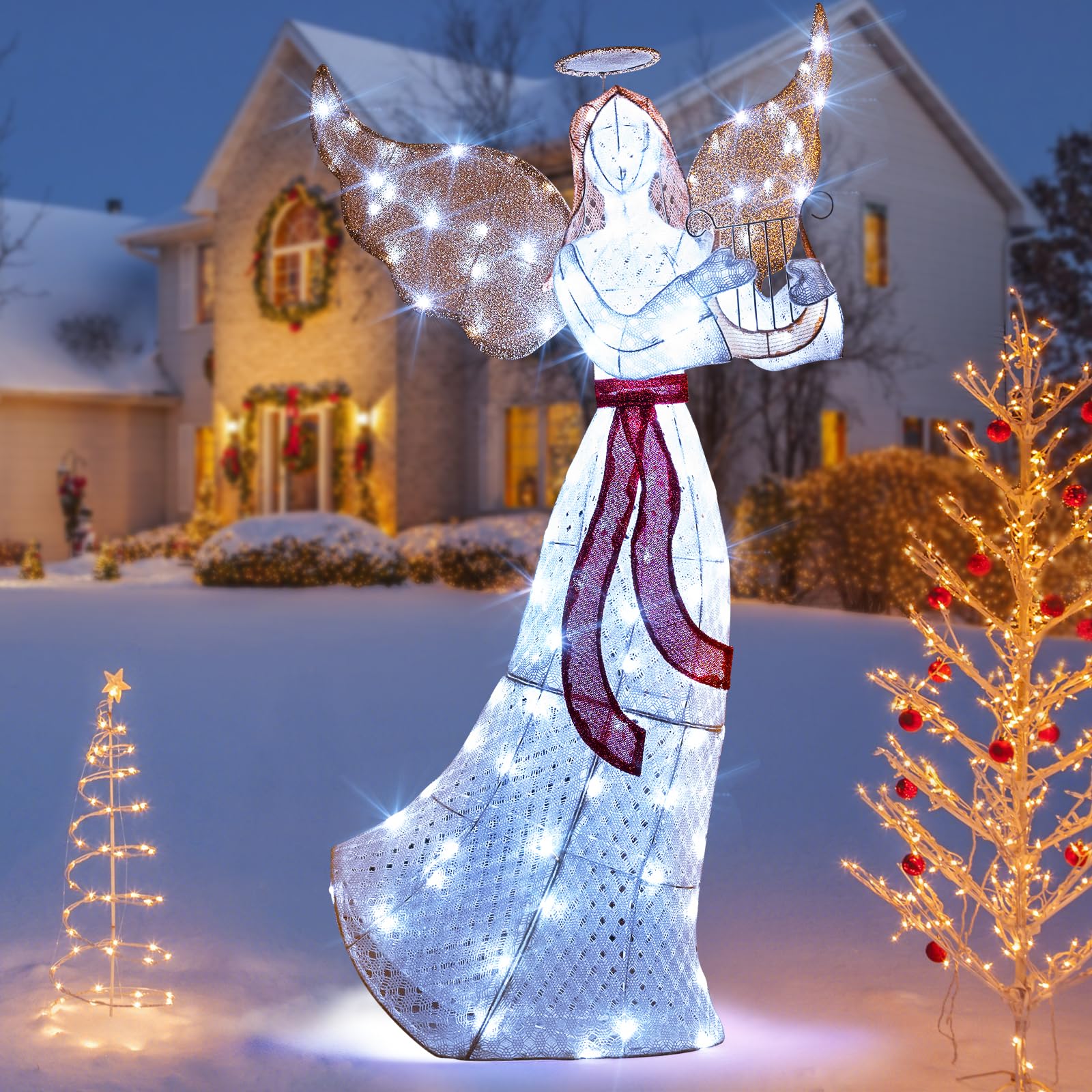 Amazon.com: Tangkula 5 FT Outdoor Christmas Lighted Angel, Xmas Yard ...
