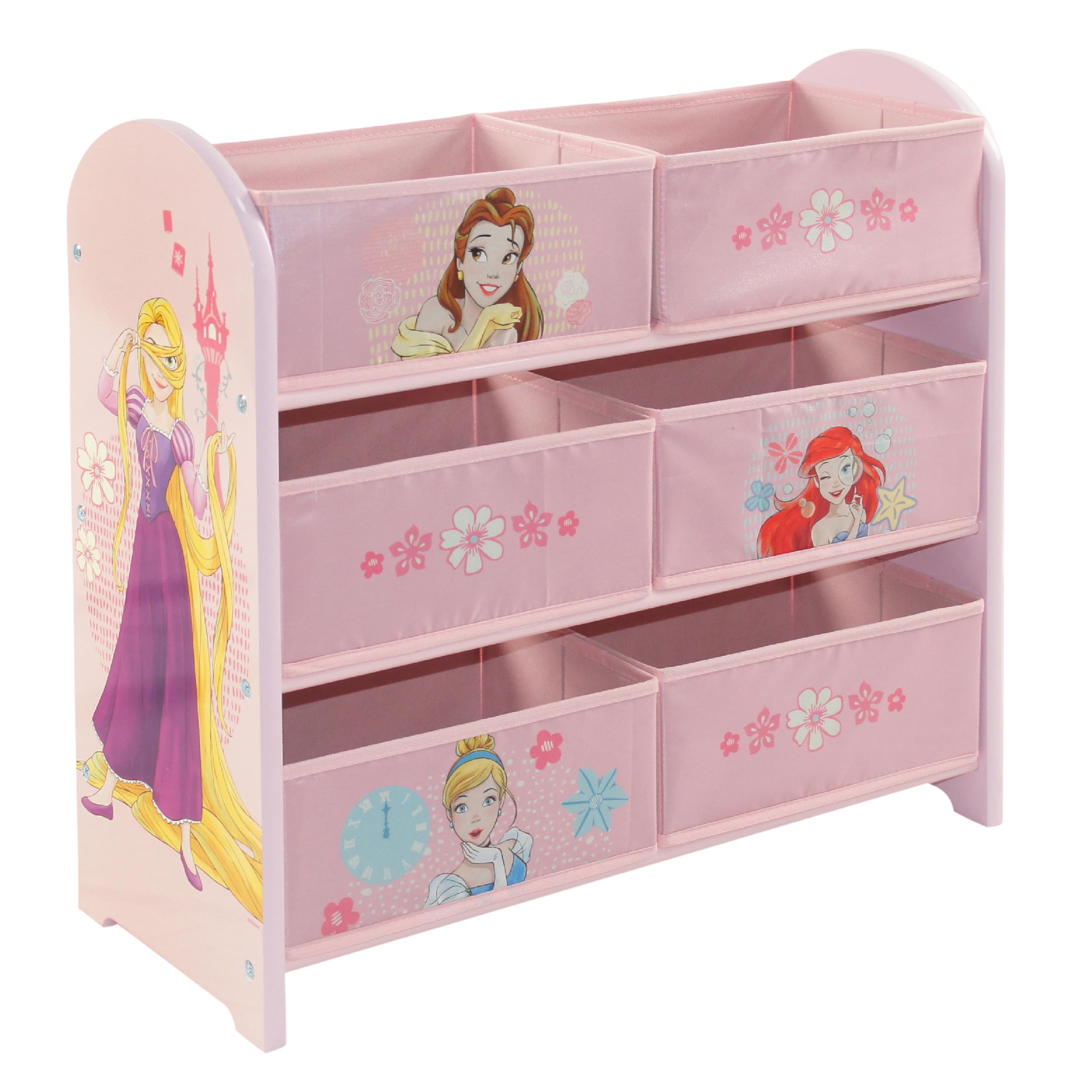 Disney Princess Storage Unit with 6 Storage Boxes for Kids, Light Pink ...