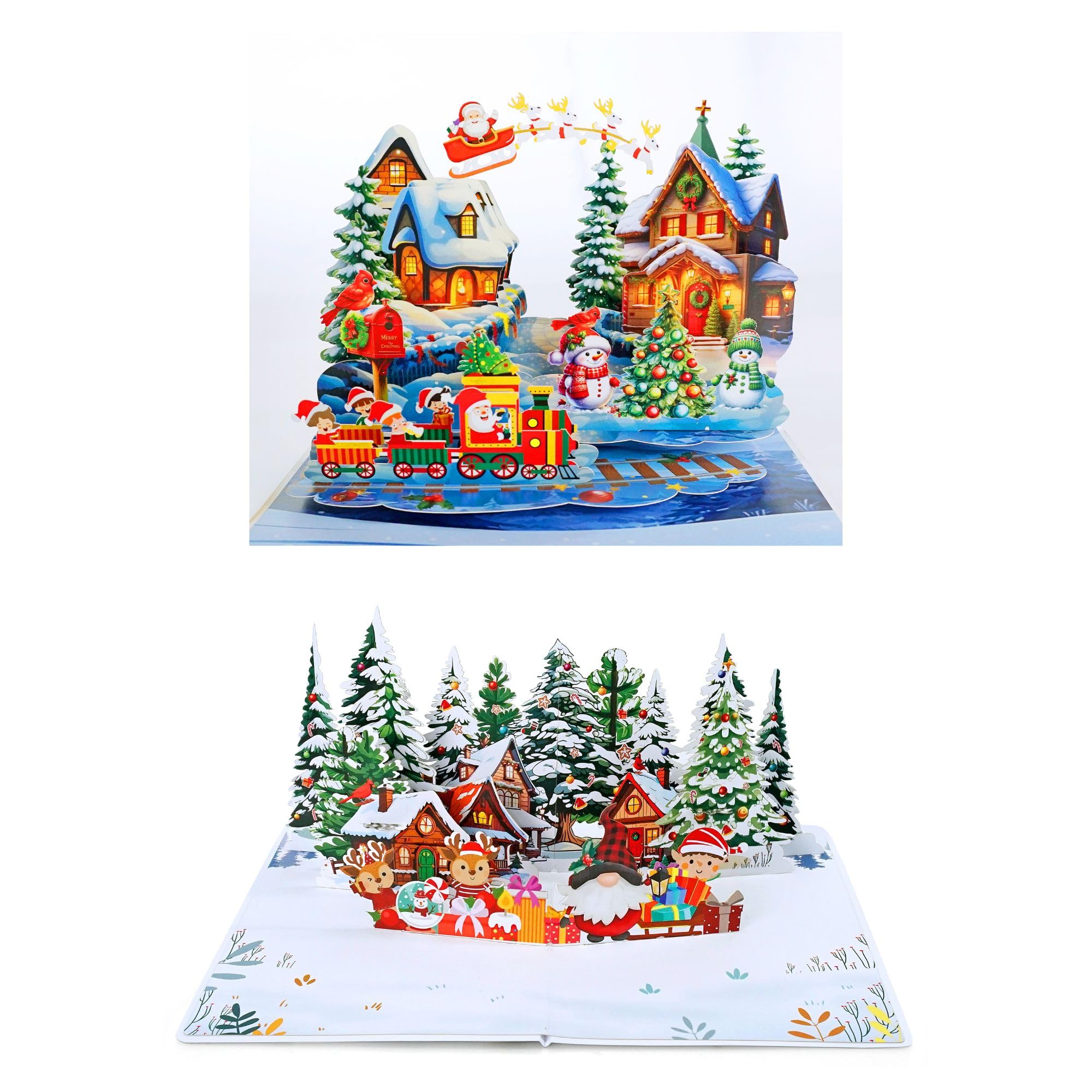 Amazon.com: CUT POPUP.COM Pack of 2 Christmas Cards Pop Up 6"x8 ...