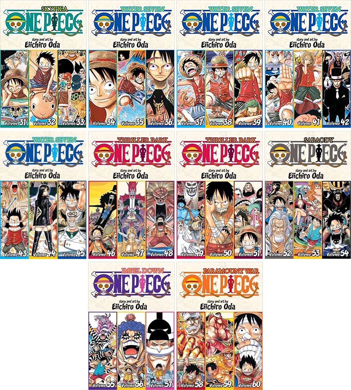 One Piece 3-in-1 Edition 10-book Manga Set 11-20: Vol. 31-60 by ...