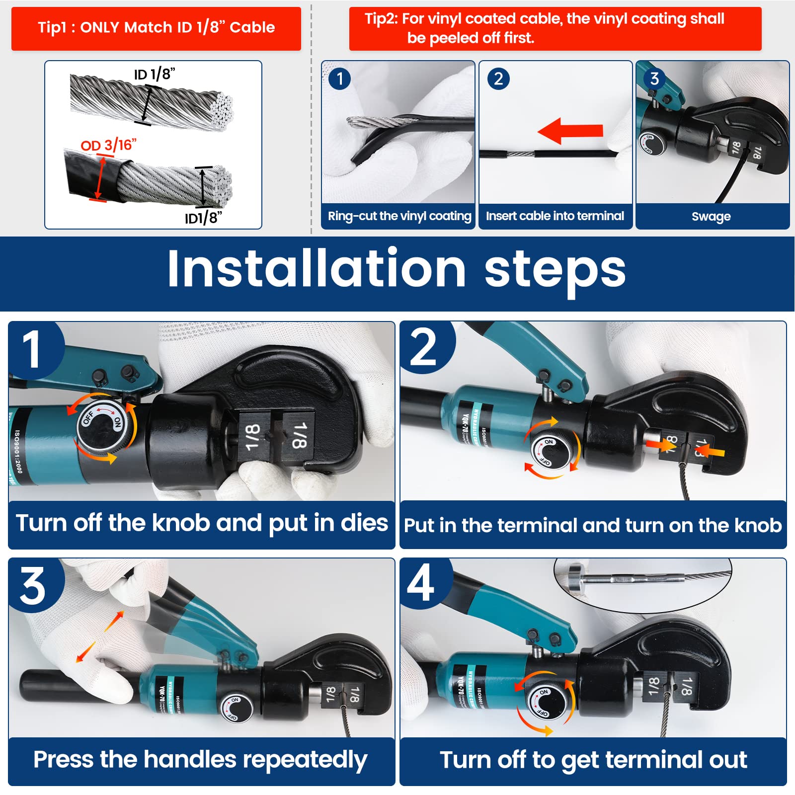 Snapklik.com : Upgraded Custom Cable Railing Crimping Tool Hydraulic ...