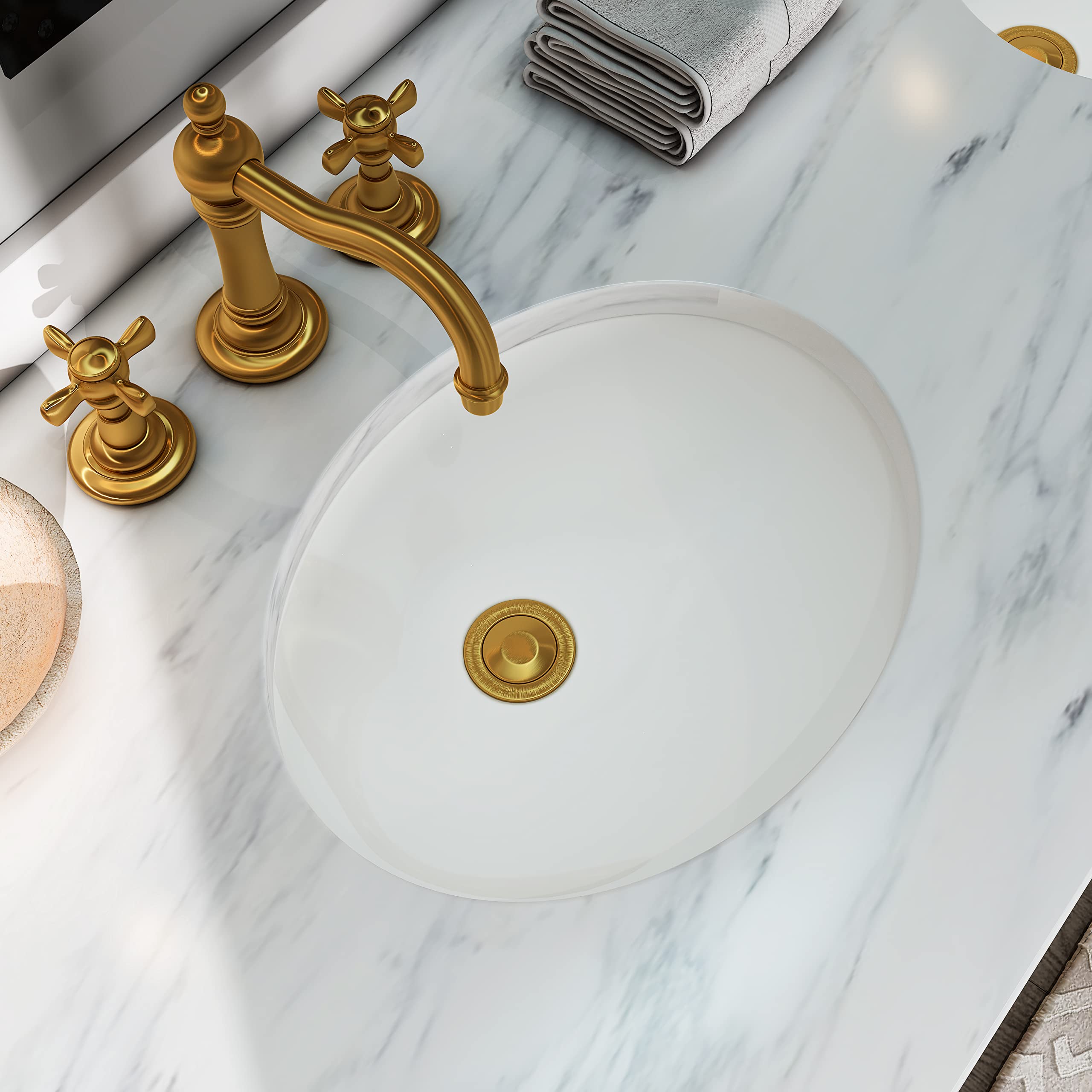 16.5 x13 inch Undermount Oval Bathroom Sink Sloped Bowl with Overflow ...