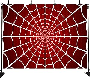 Amazon.com : Spider Web Happy Birthday Photography Backdrop Super Hero ...