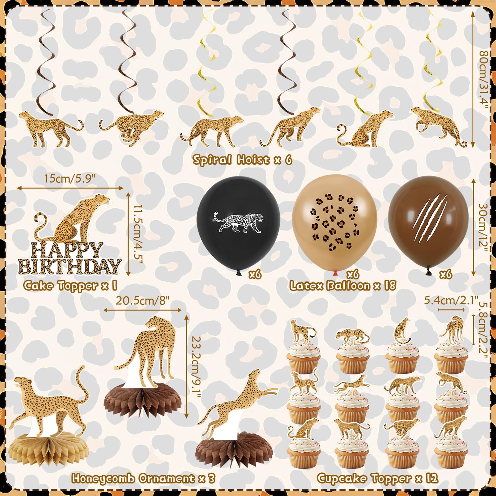 Animal Theme Party Supplies Cheetah Print Birthday Party Decorations ...