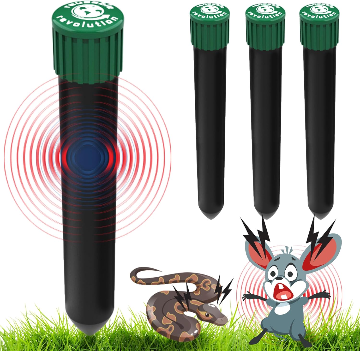 Amazon.com : 4 Pack Sonic Mole Chaser - Battery Operated Rodent ...