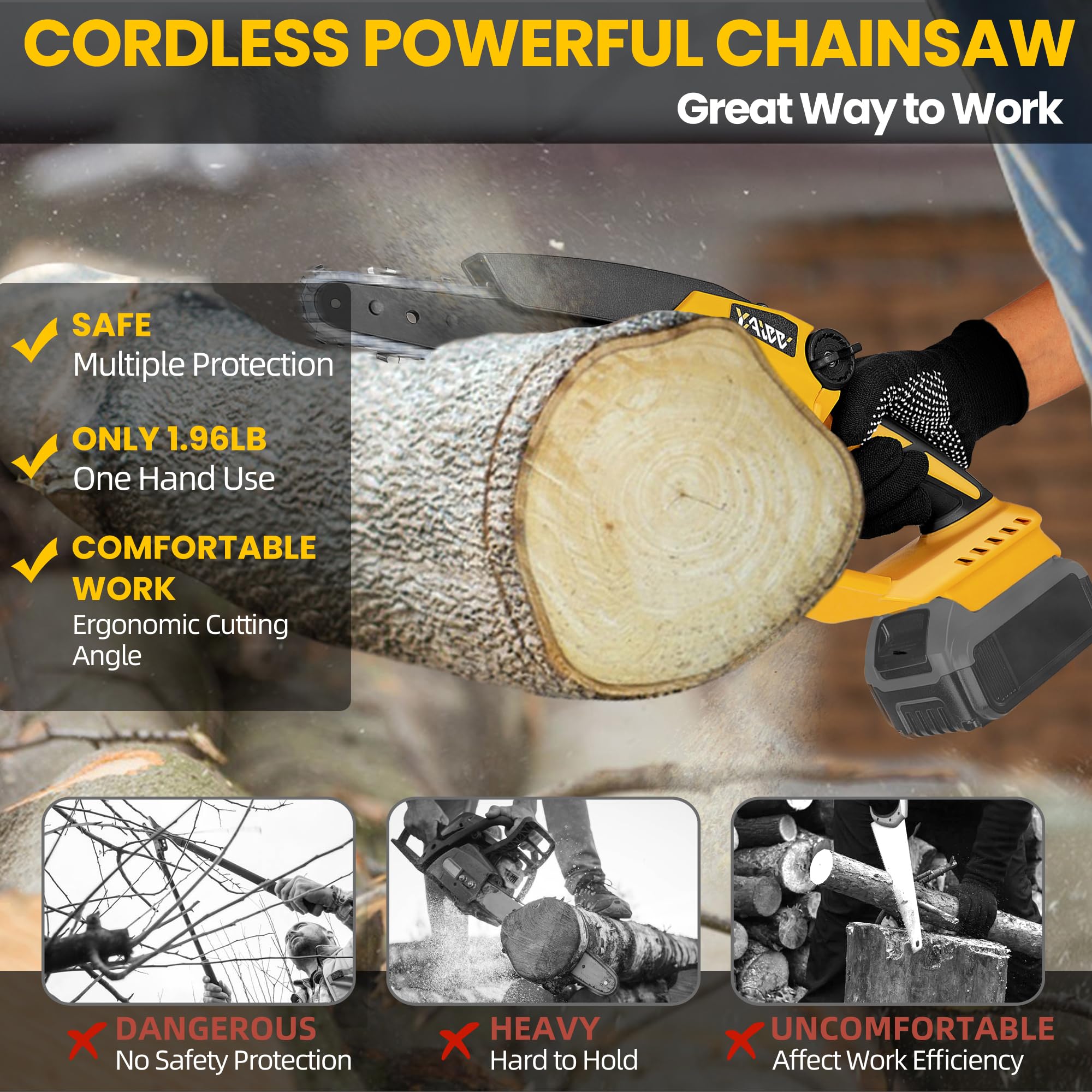Snapklik.com : Mini Chainsaw For DeWalt 20V Max Battery, 6 Inch ...