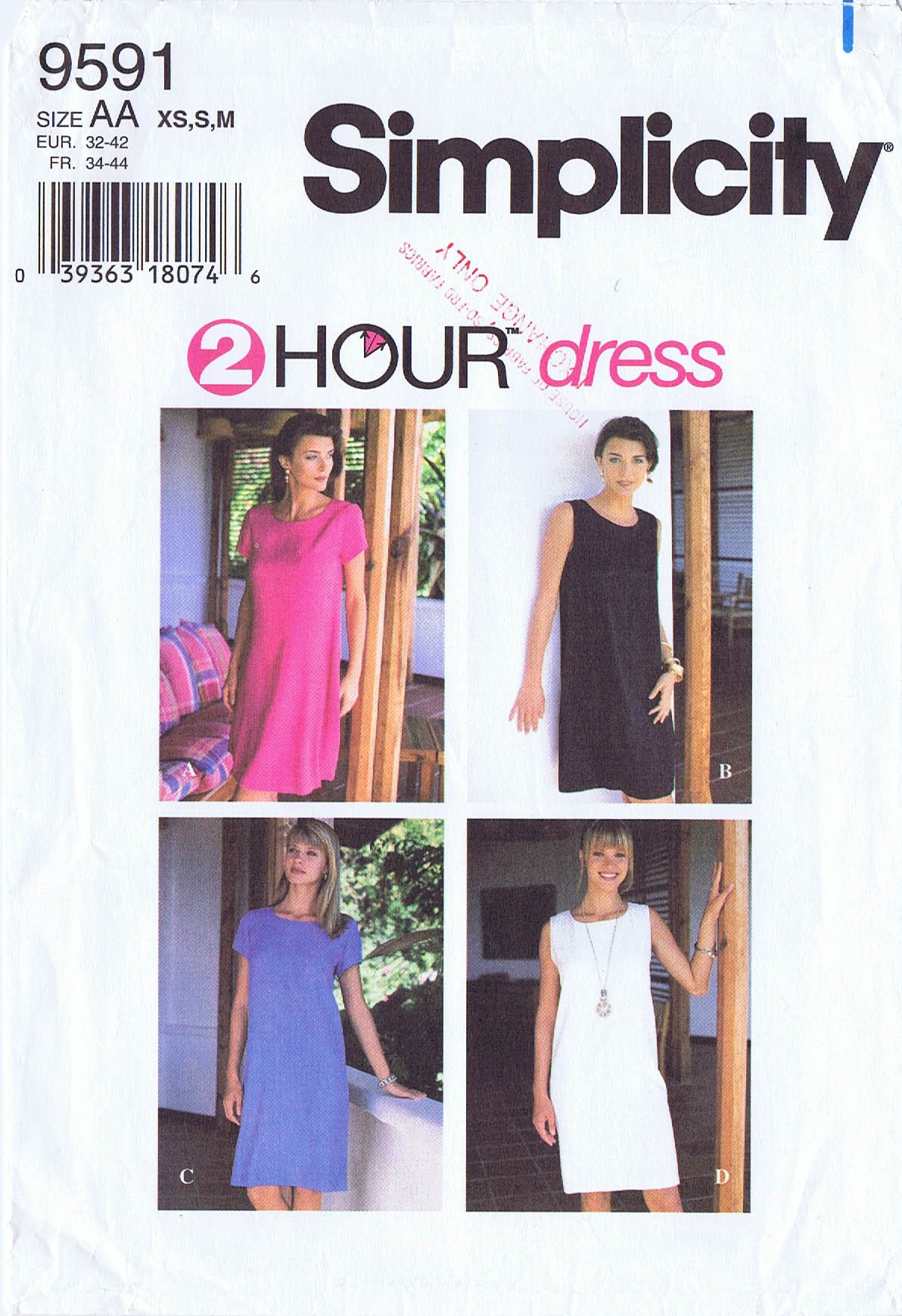 Amazon.com: Simplicity 2 Hour Dress Sewing Pattern 9591 Size AA XS S M ...