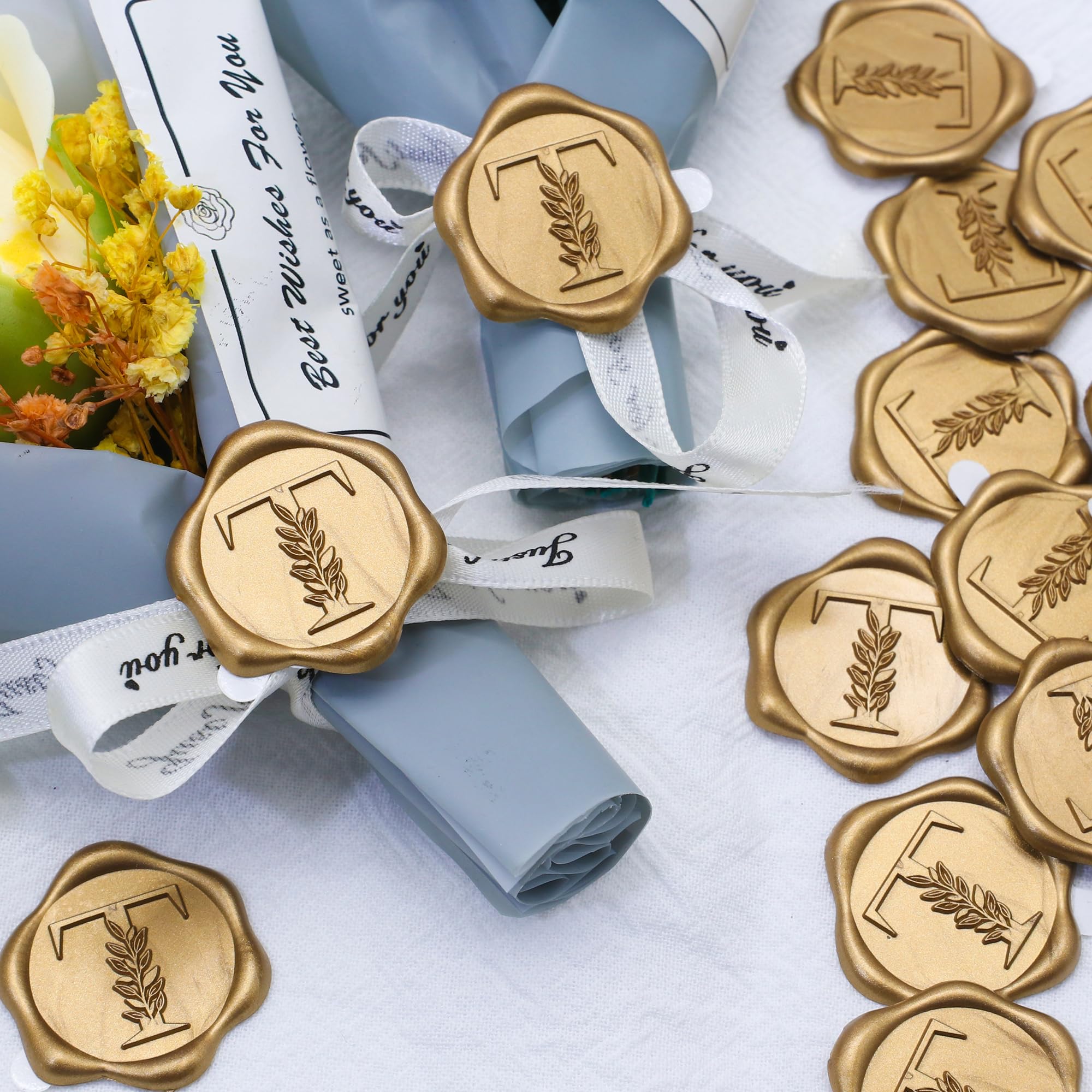 Wax Seal Sticker SWANGSA 100 Pack Letter G s, Antique Gold Initial ...