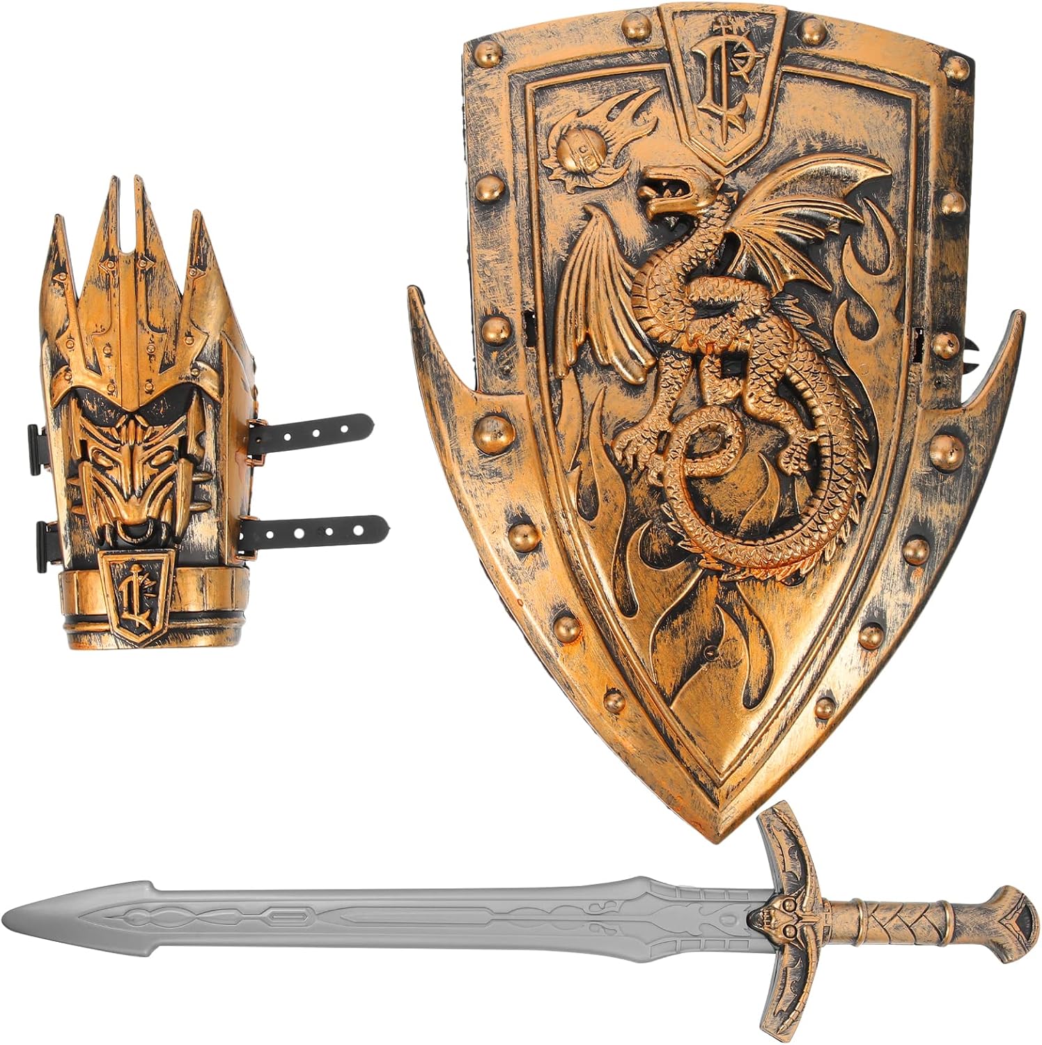 LUOZZY Knight Sword Set Knight Armor Toy Dragon Shield Role-Playing ...
