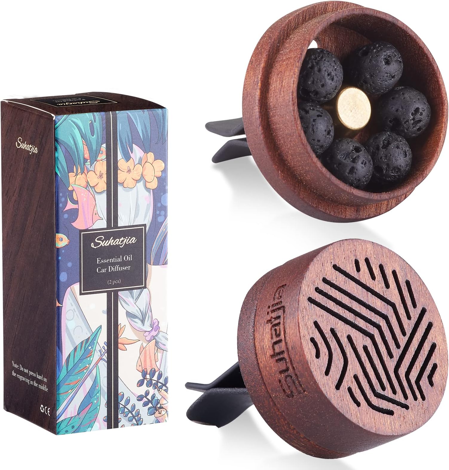 Amazon.com: 2Pcs Wood Flower Car Air Freshener Diffuser - Car Diffusers ...