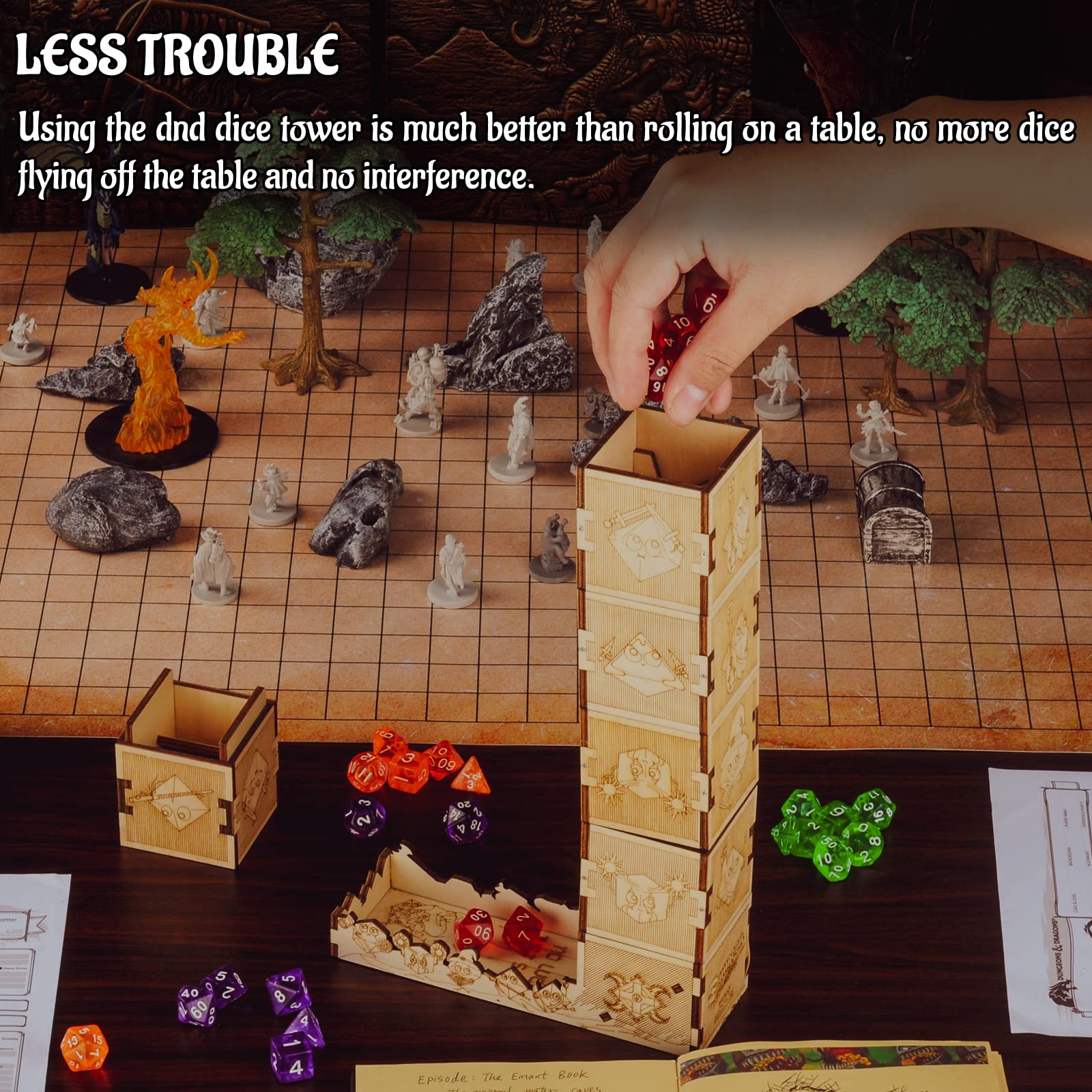 Snapklik.com : DND Modular Dice Tower Wood Laser Etched 12 Cute Classes ...