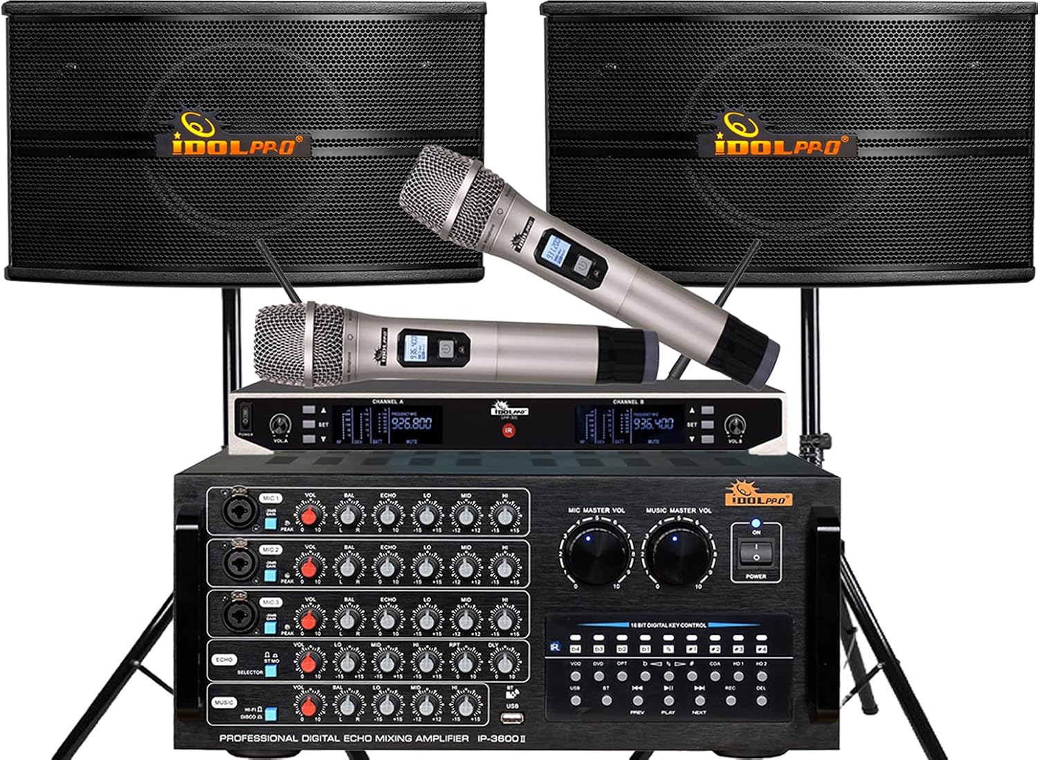 Amazon.com: Home Karaoke Package IDOLpro 1300W Karaoke System with Dual ...