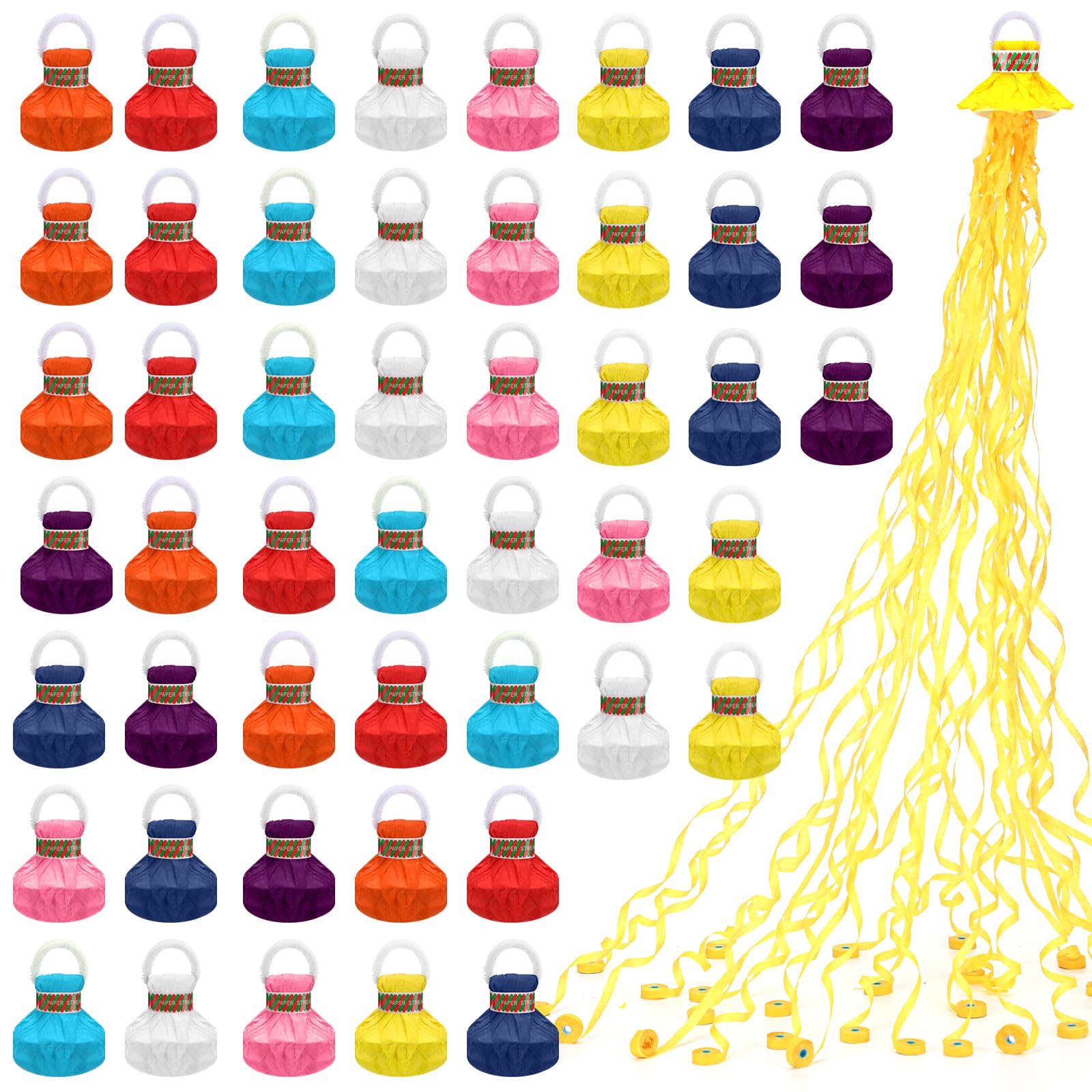 Amazon.com: Arrowbash 48 Pcs Confetti Poppers Hand Throw Streamer ...
