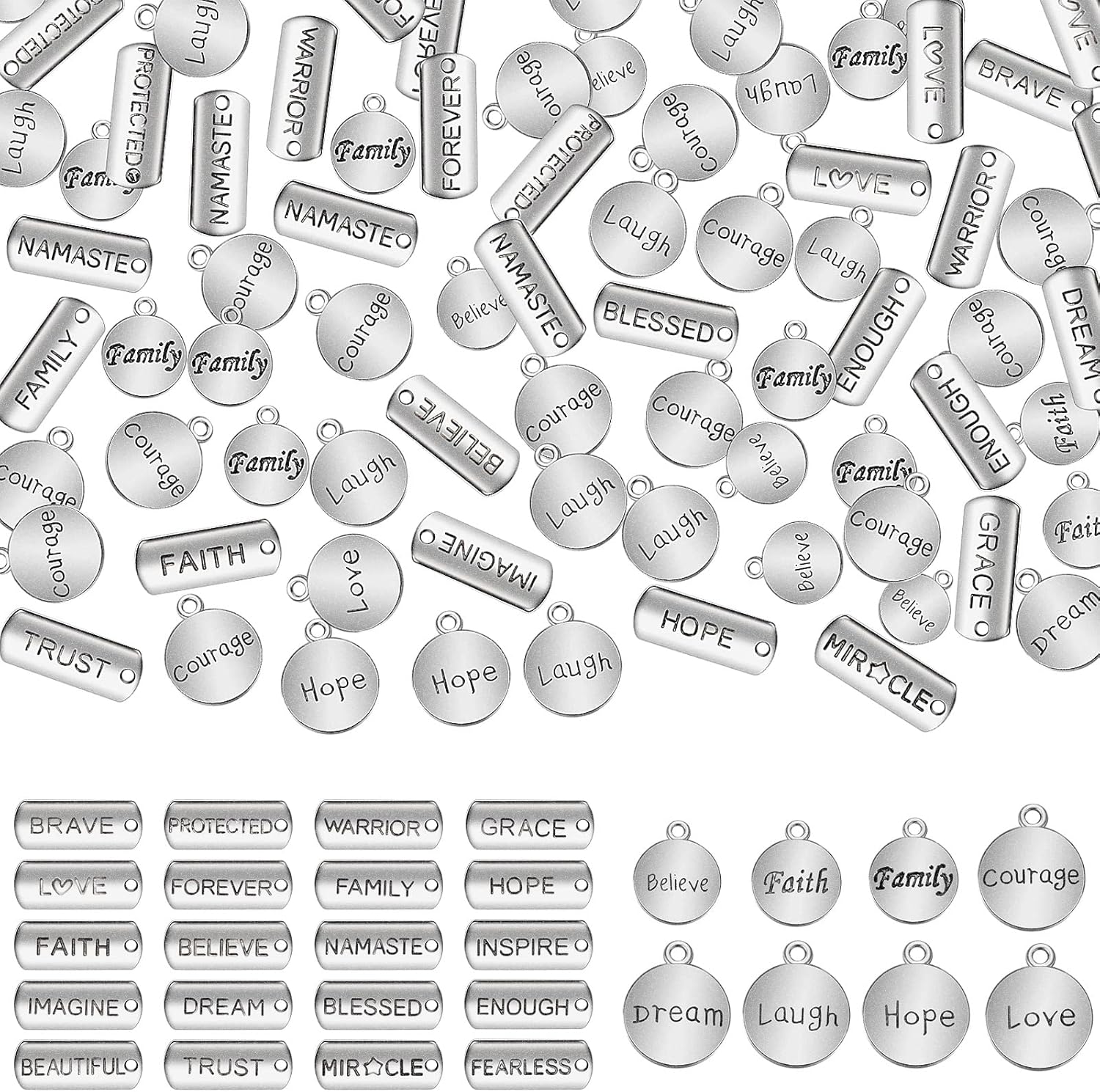 Amazon.com: 160 Pcs Inspiration Word Charms Pendants for Jewelry Making ...