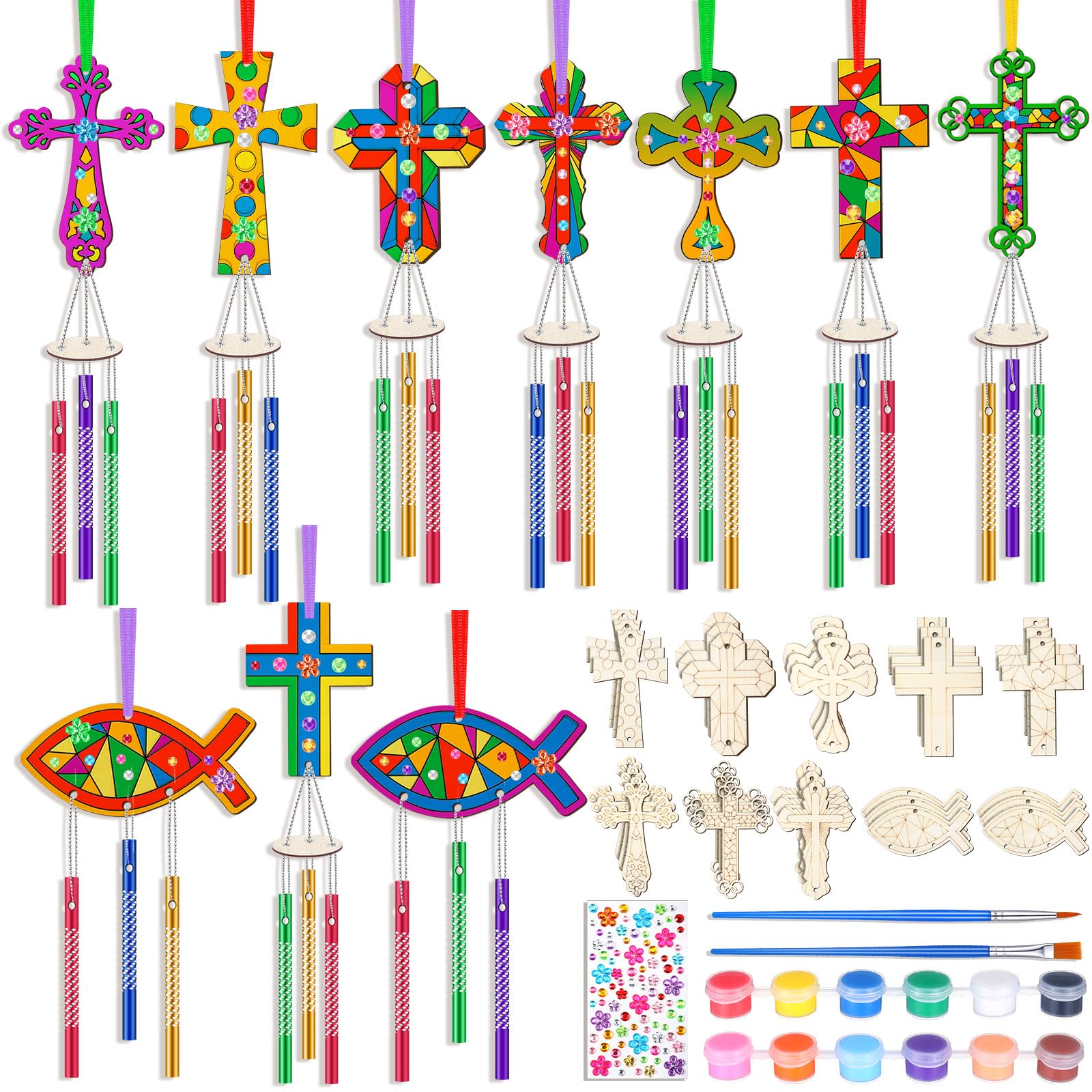Amazon.com: Colingmill 30 Pack Cross Wind Chime Kit Make Your Own ...
