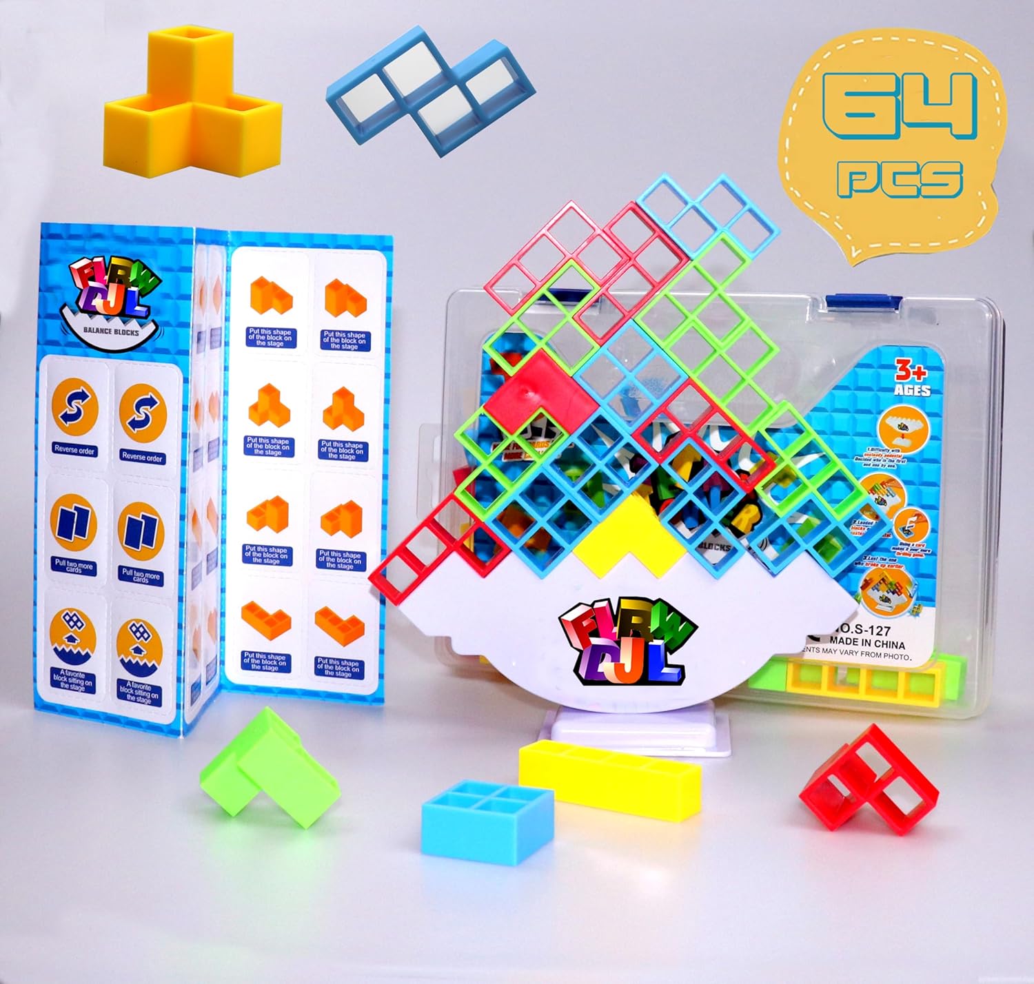 Amazon.com: FLRWDJL 64 PCS Tetra Tower Balance Stacking Blocks Game for ...