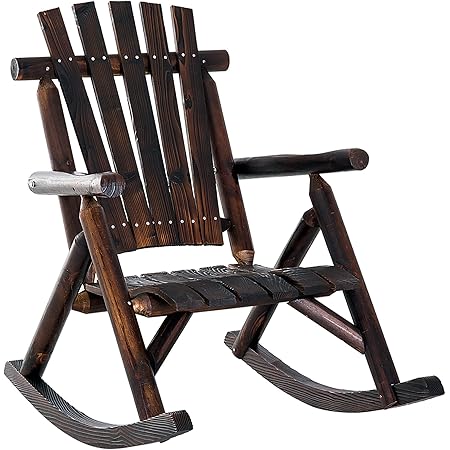 Amazon.com: DJL Antique Wood Outdoor Rocking Log Chair Wooden Porch ...