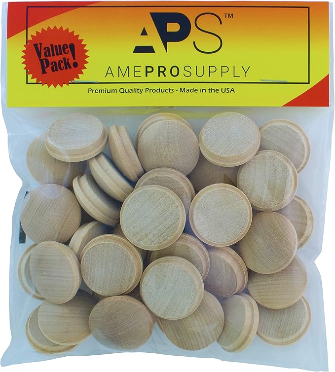 Amazon.com: AmeProSupply Button Top Wood Plugs, 1 inch, Maple Hardwood ...