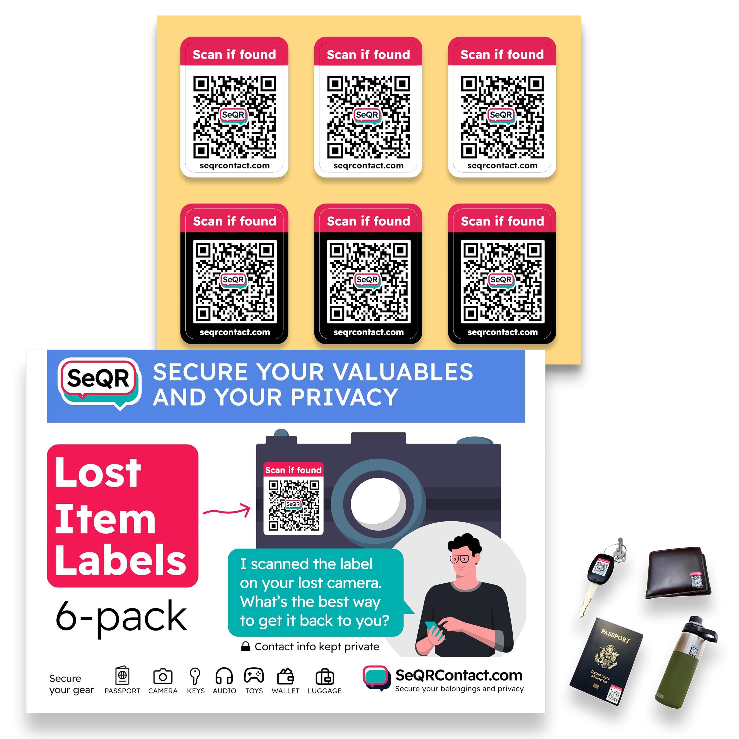 Amazon.com : Lost Item Labels | QR Code Stickers That Keep Your ...
