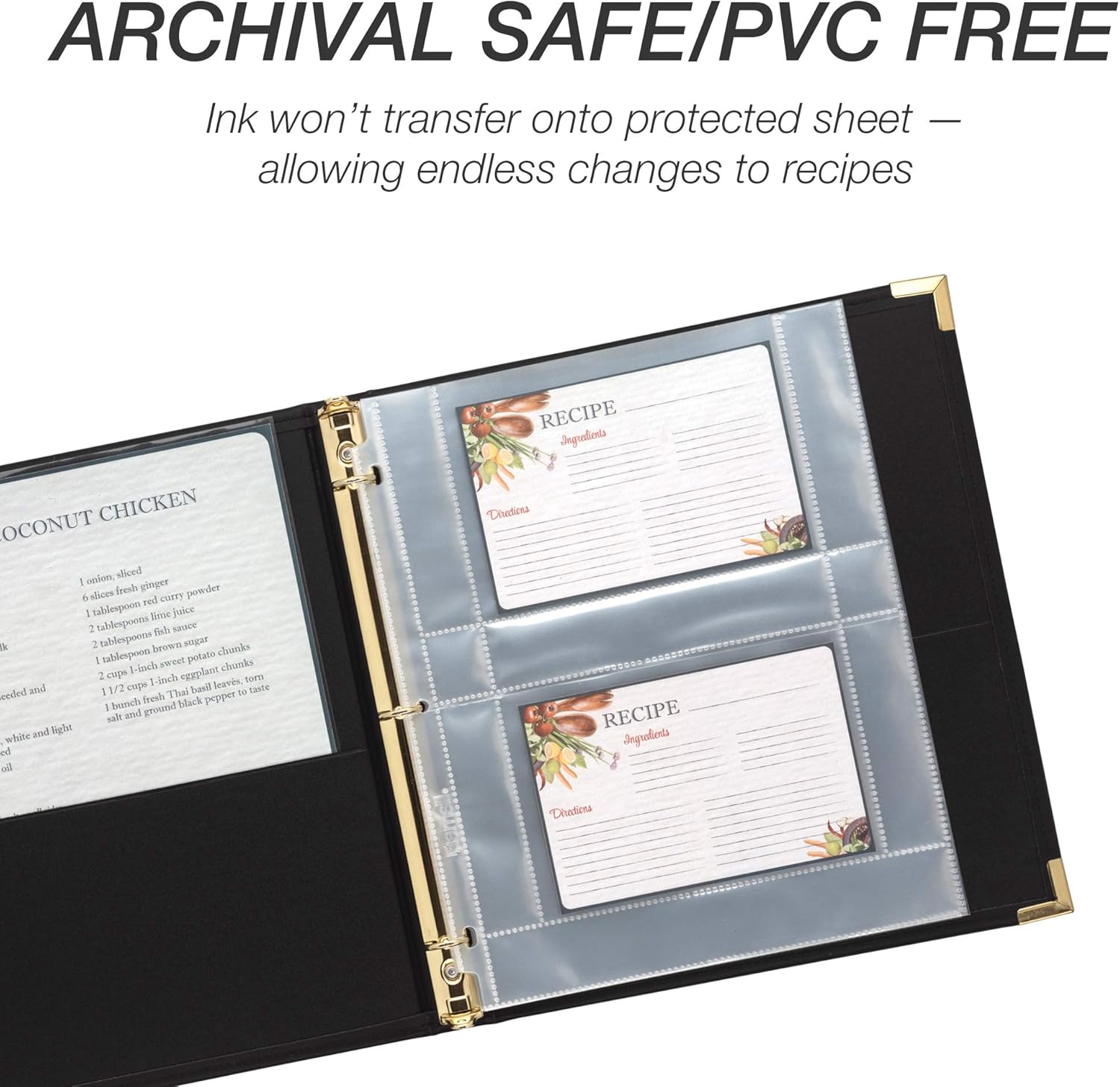Samsill Recipe Card Protectors - 50 Pack Clear 4x6 for 8x9 Mini Binders ...