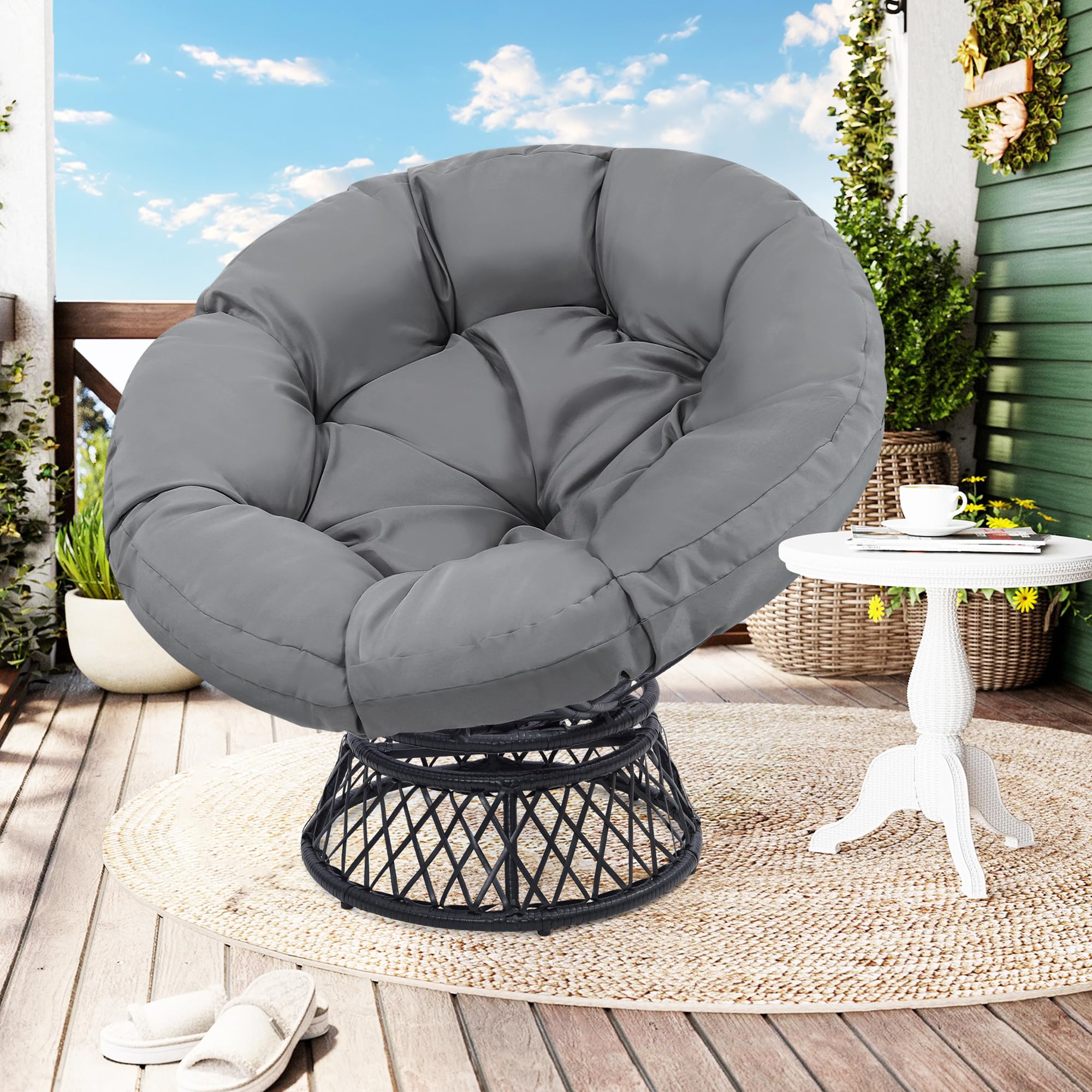 Snapklik.com : KROFEM 46" Giant Oversized Rattan Papasan Chair