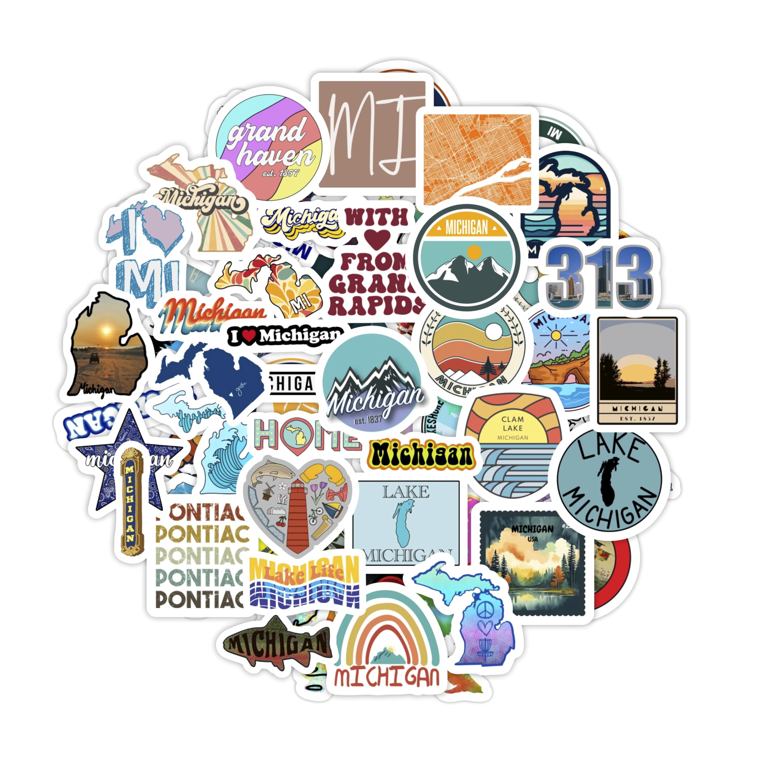 Amazon.com: Michigan Stickers for Water Bottle and Laptop - Michigan ...