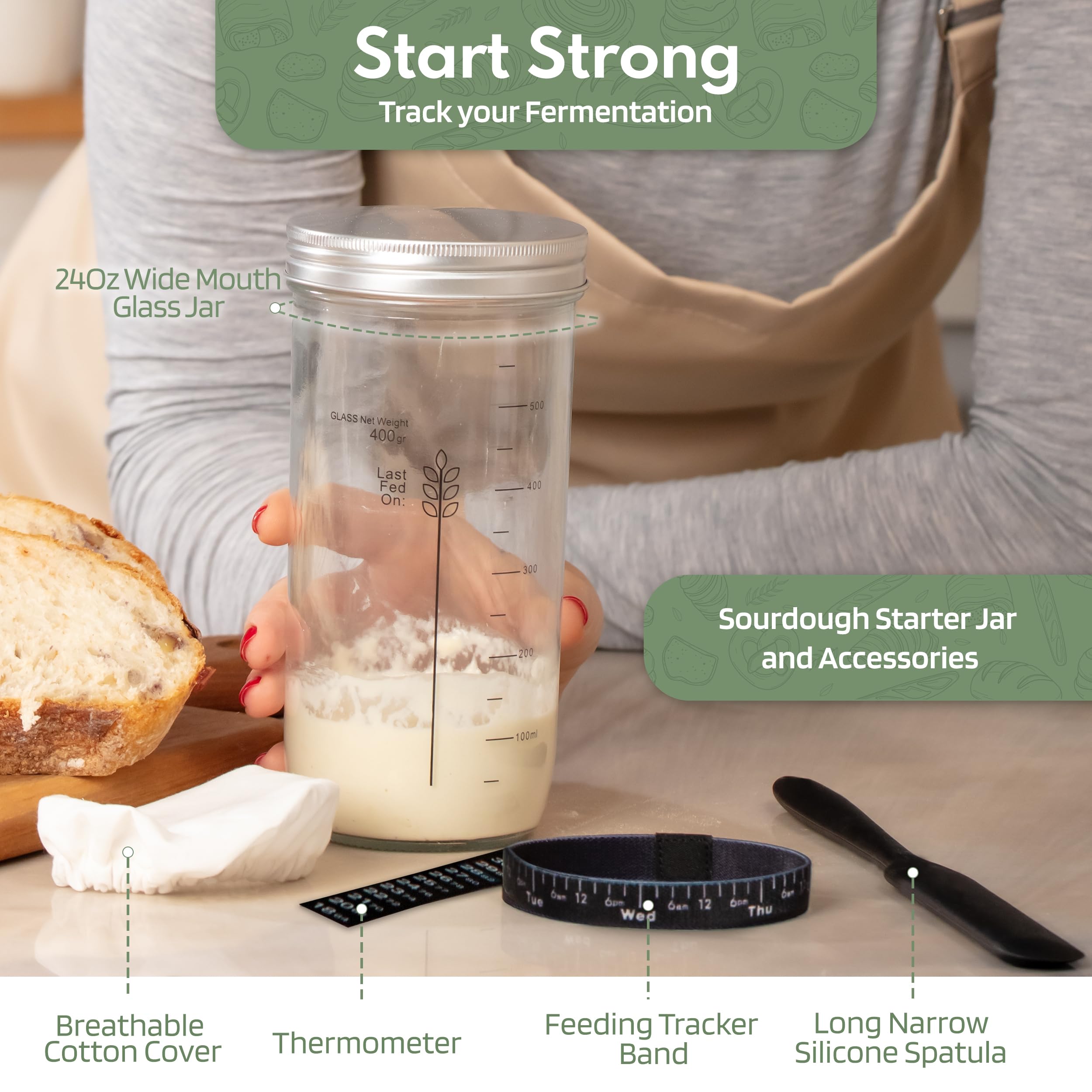 Snapklik.com : Sourdough Starter Kit, Premium Sourdough Baking Supplies ...