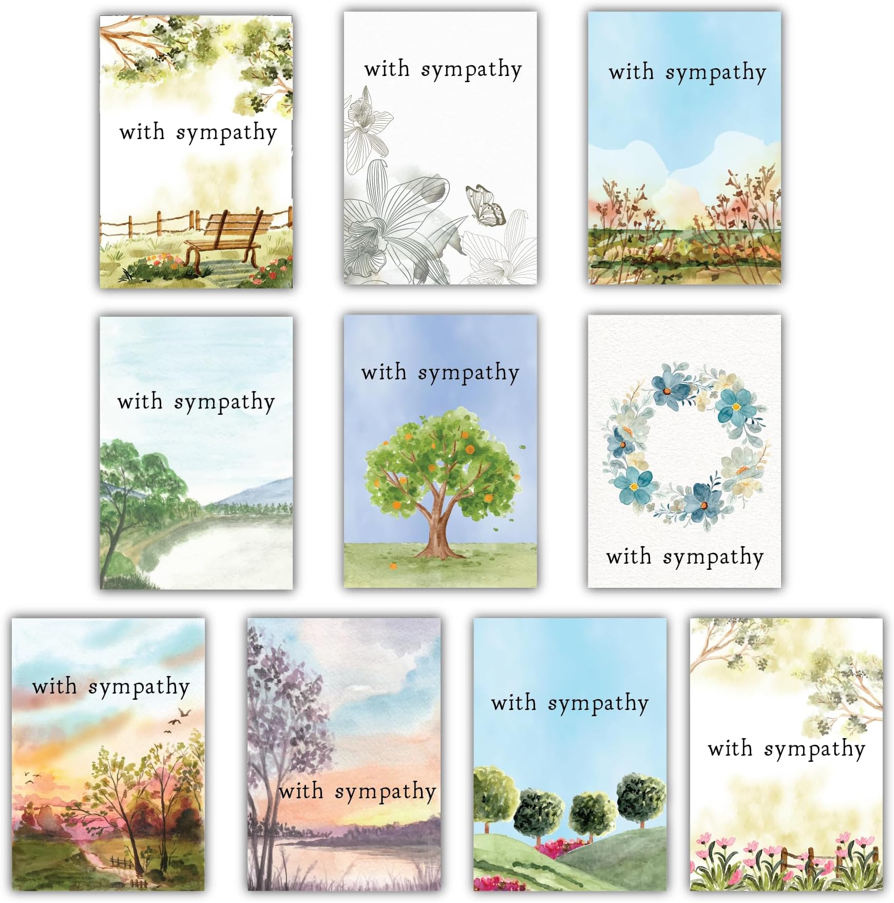 Pack of 30 Sympathy/Bereavement Cards. Ten Assorted Designs. With ...
