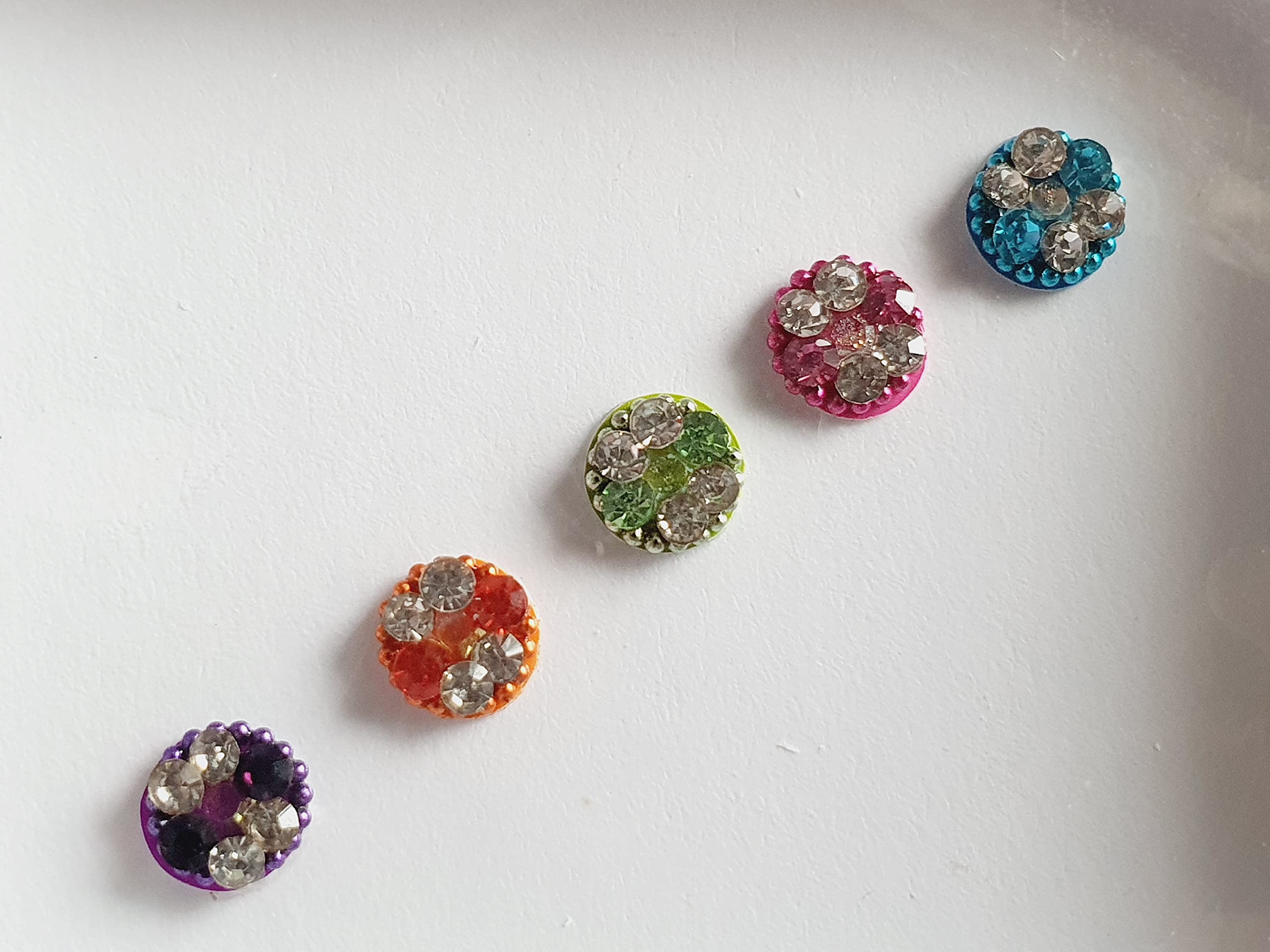 Buy VRC107 Round Coloured Crystal Fancy Bindis Forehead Gem Stickers ...