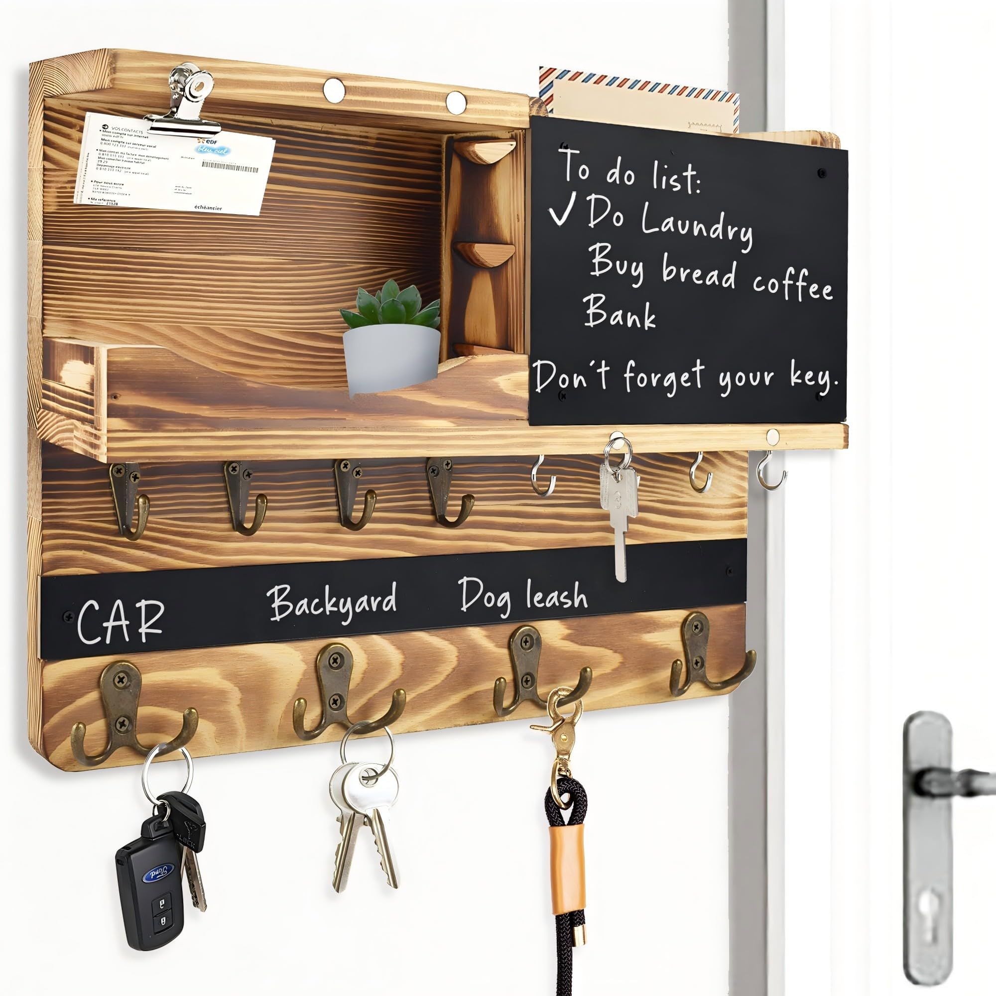 Amazon.com: Farmhouse Key and Mail Holder for Wall Decorative, Rustic ...