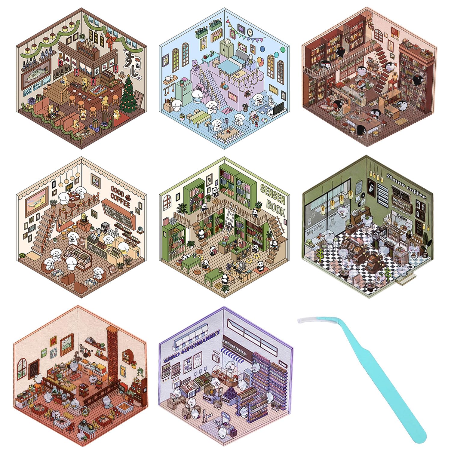 Labubu Decorations 2 Sets DIY 3D Large Size House Sticker Scenes With ...