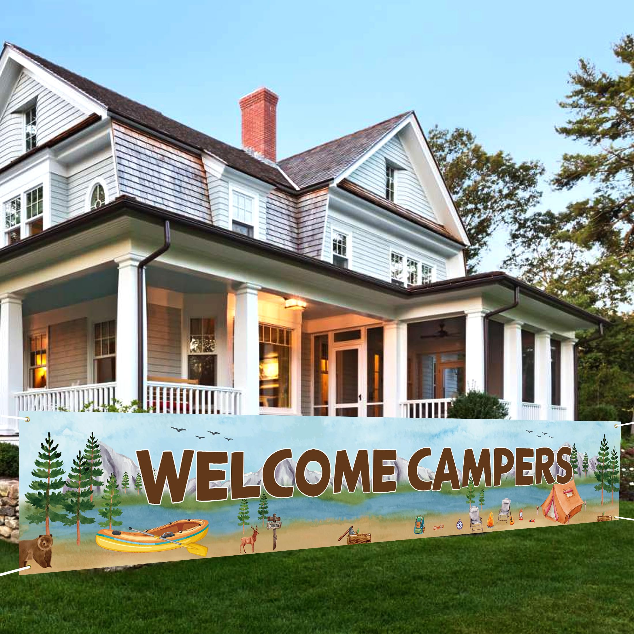 Amazon.com: Hippeny Welcome Campers Banner, Camping Theme Birthday ...