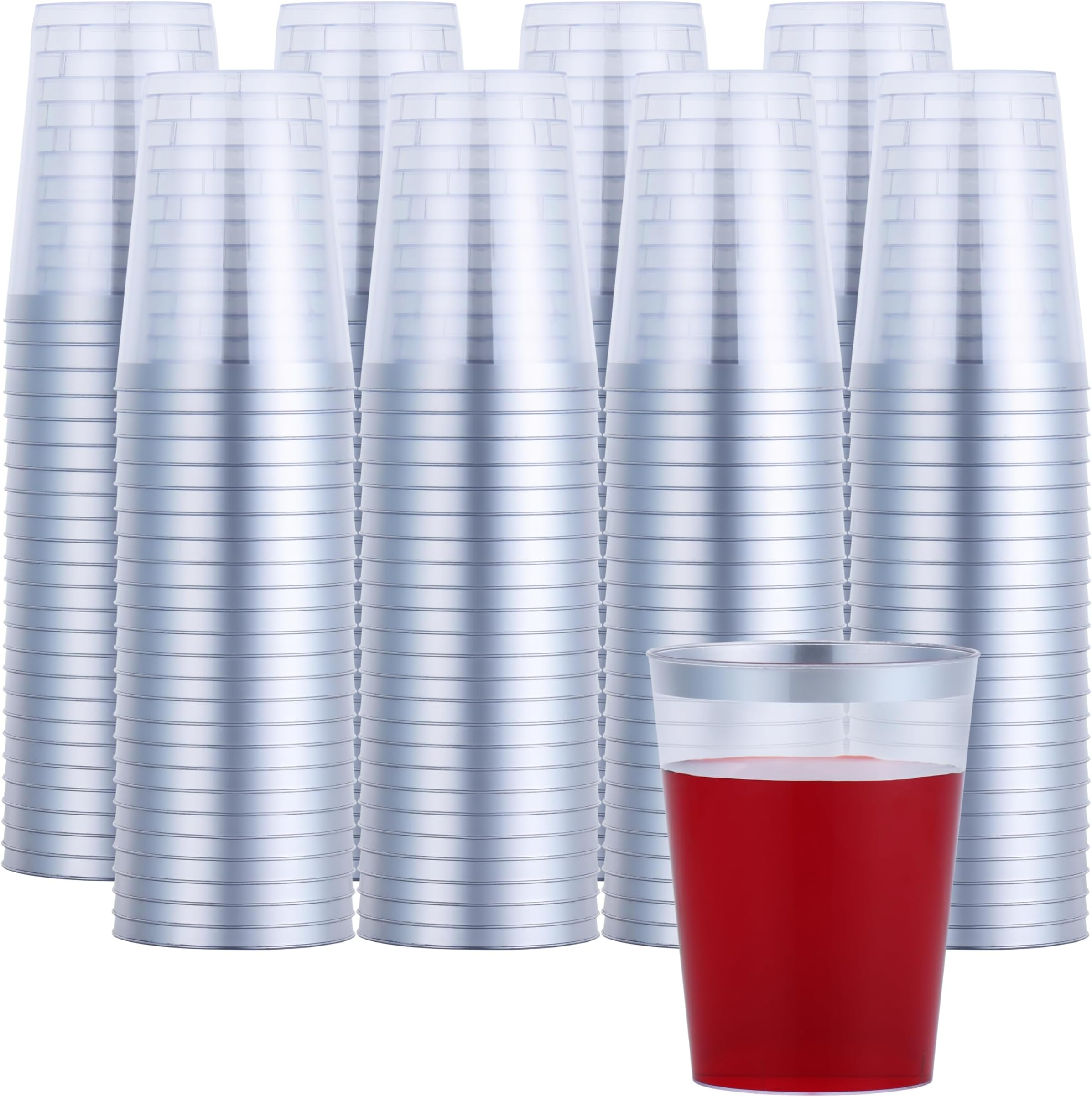 Amazon.com: Silver Plastic Cups 14 Oz. Pack Of (60) Clear Disposable ...