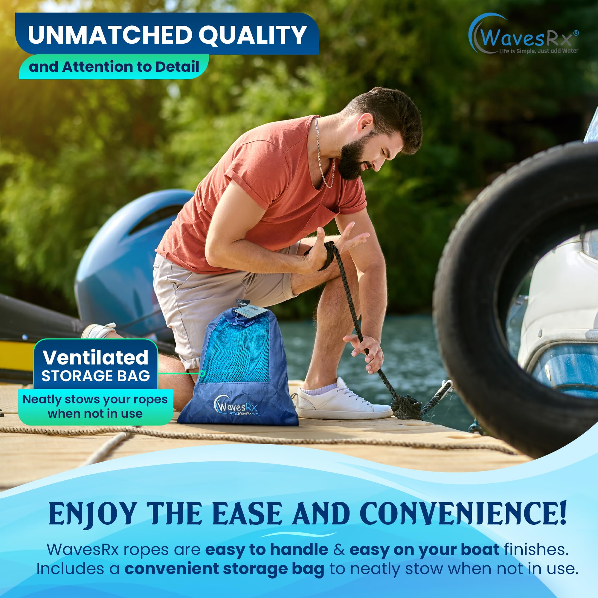 Snapklik.com : WavesRx 5/8 X 25 (4PK) Premium Dock Lines For Boat ...