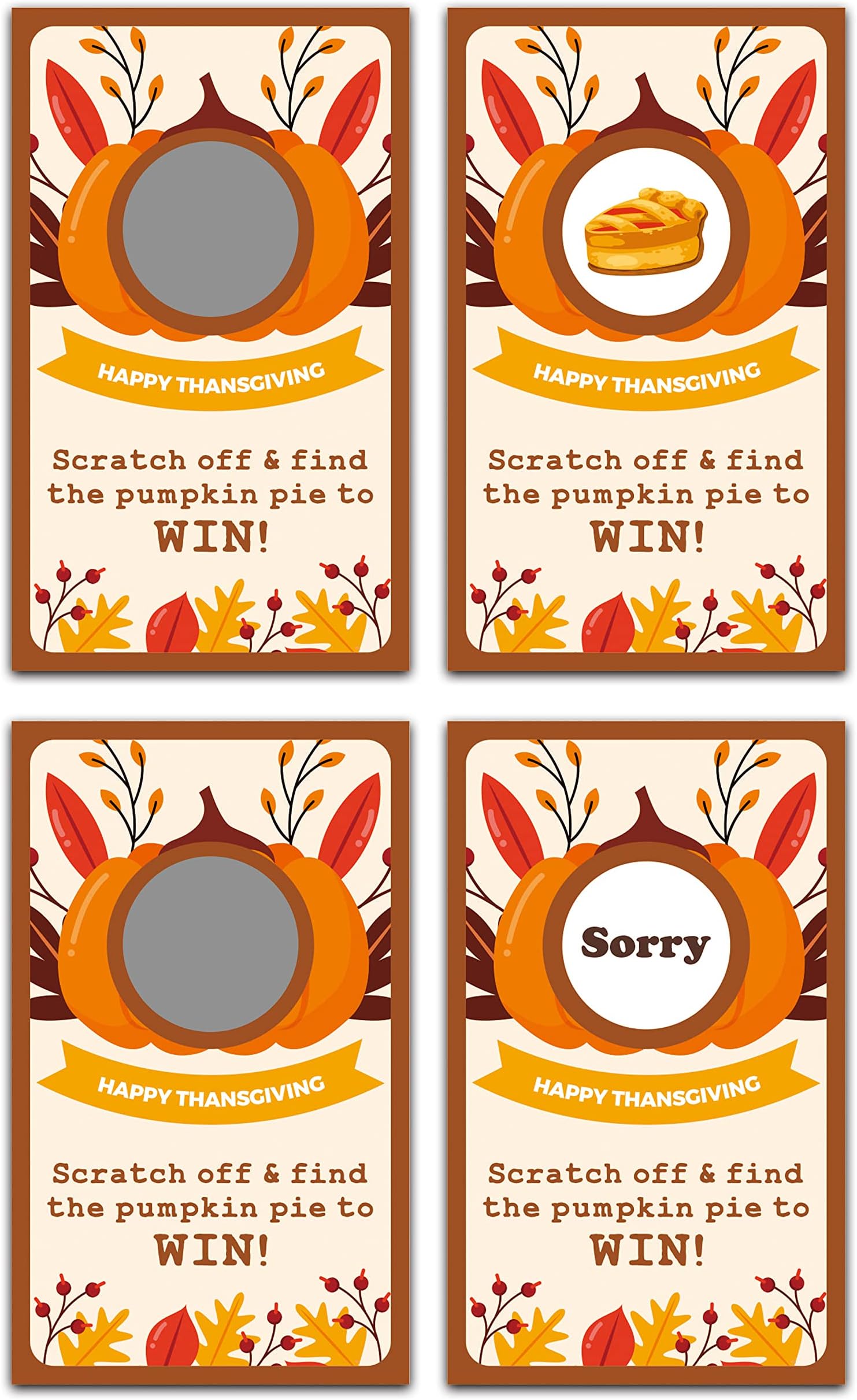 Amazon.com: Happy Thanksgiving Scratch Off Game Cards - 50 Pack- Find ...