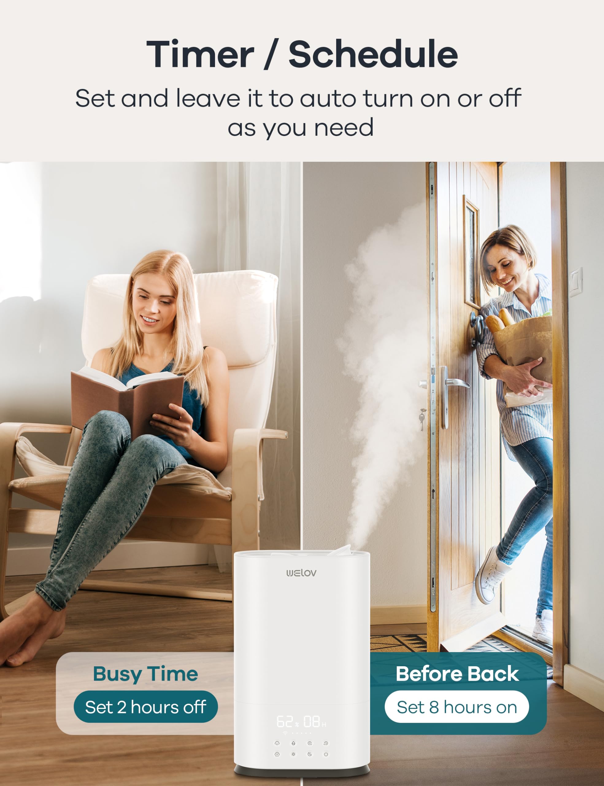 WELOV BoostMist Cool Mist Humidifier for Large Room, Smart Humidifier ...