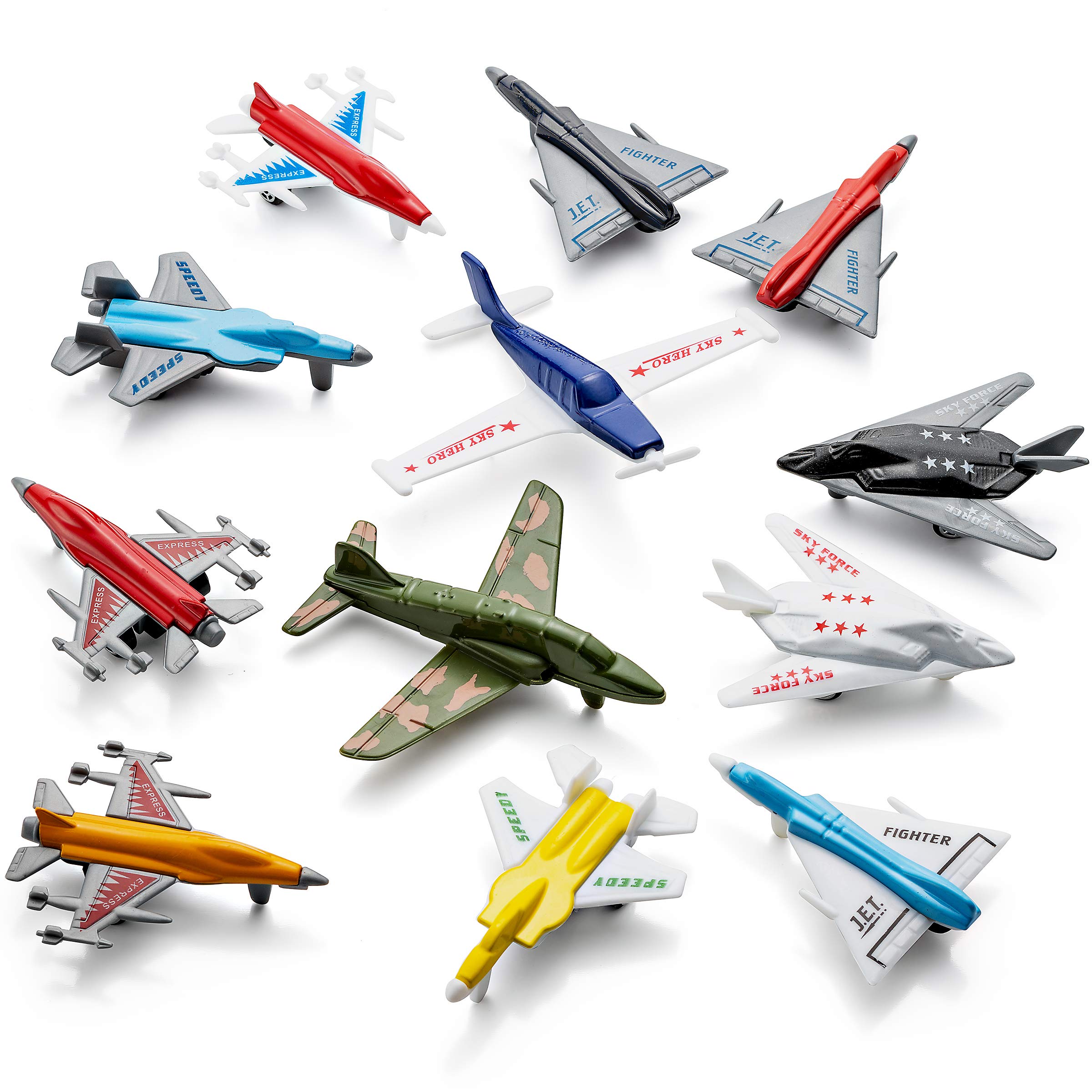 Airplane Toys - 12 Pack Vehicle Aircraft Plane Playset, Includes Styles ...