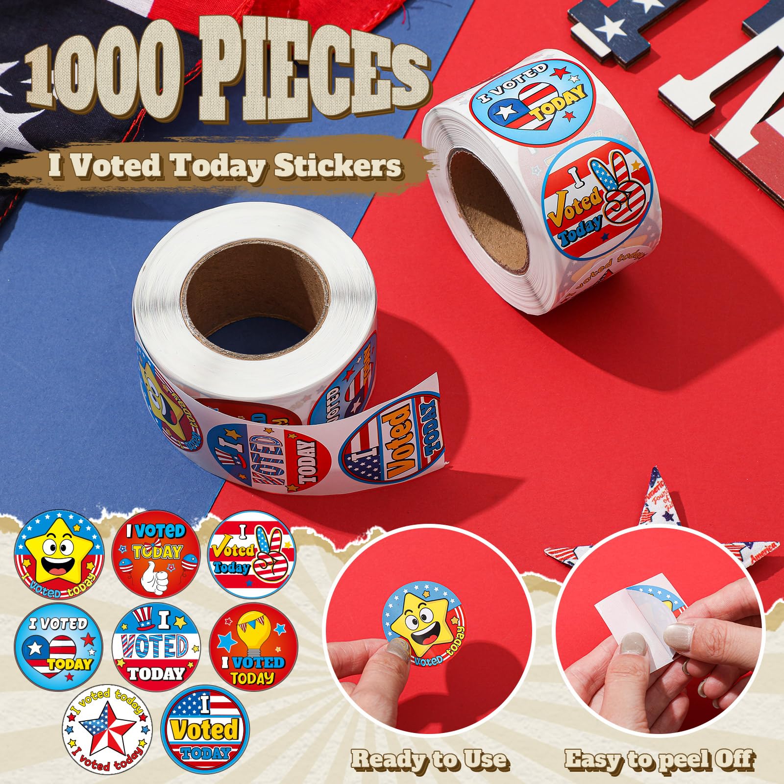 Snapklik.com : Tenceur 2 Rolls/ 1000 Pcs I Voted Stickers 2025 For Kids ...