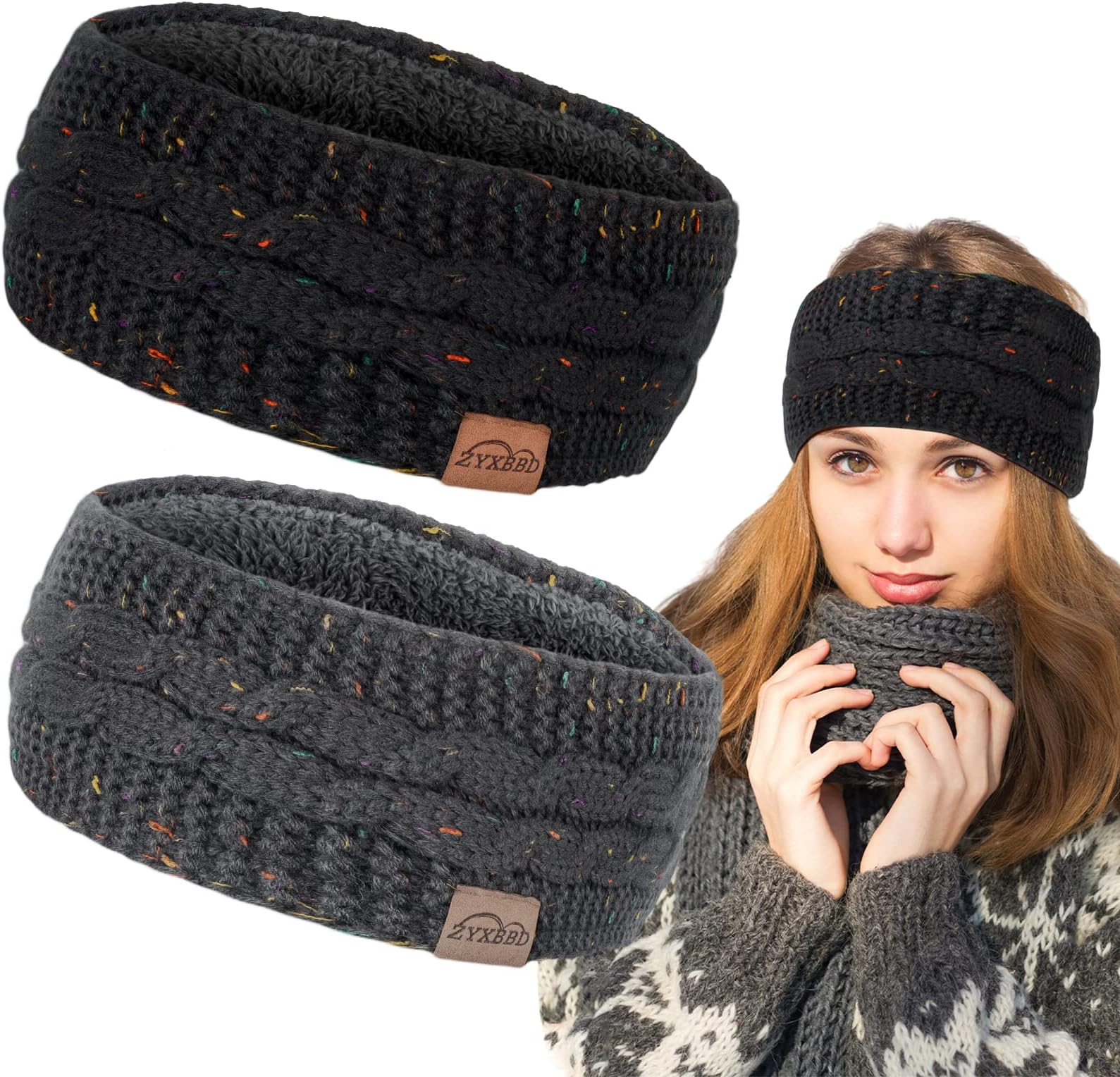 Amazon.com: CAVETEE 2 Pieces Winter Headbands for Women, Ear Muffs for ...