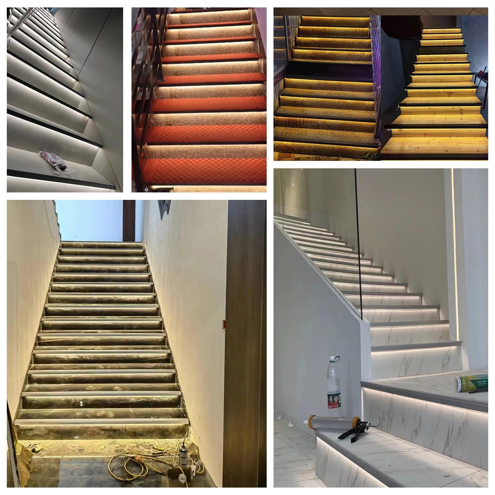 Aluminum Stair Profiles 6-Pack LED Stair Nosing With Anti-Slip ...