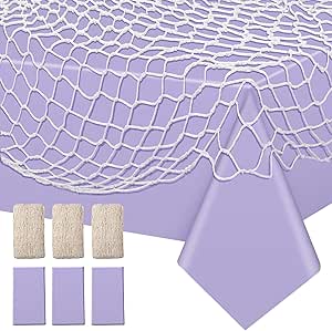 Amazon.com: Unittype 6 Pcs Fish Net Decorative and Tablecloth Set ...