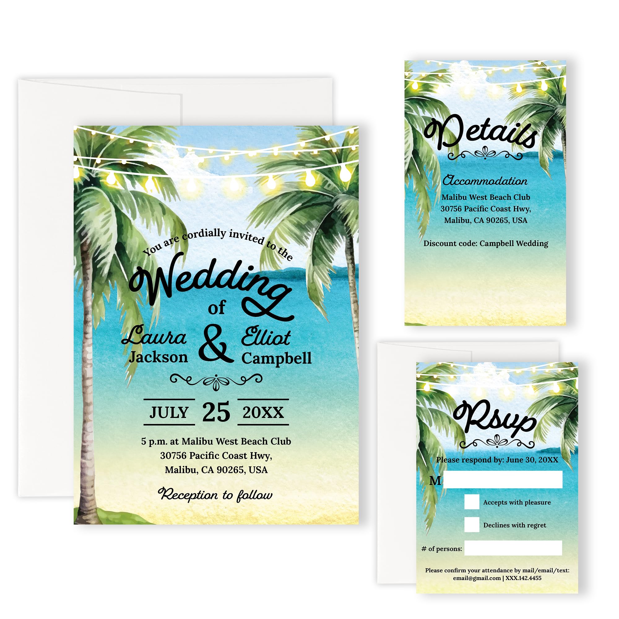 Hawaiian Beach Wedding Invitations Amazon.com : Custom Beach Wedding