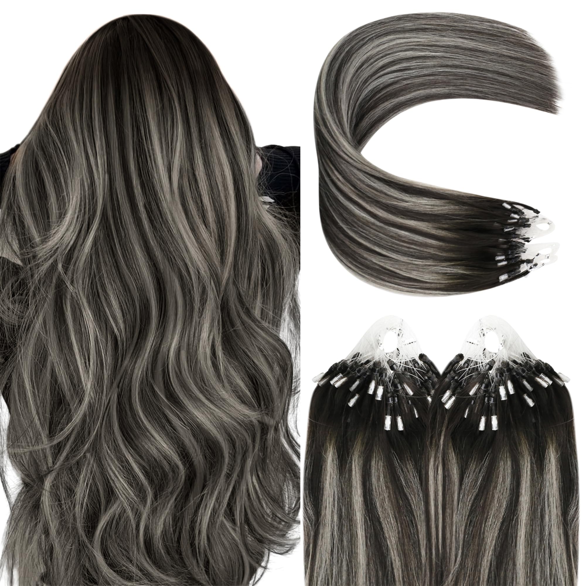YoungSee Micro Loop Hair Extensions Black Micro Beads Human Hair ...